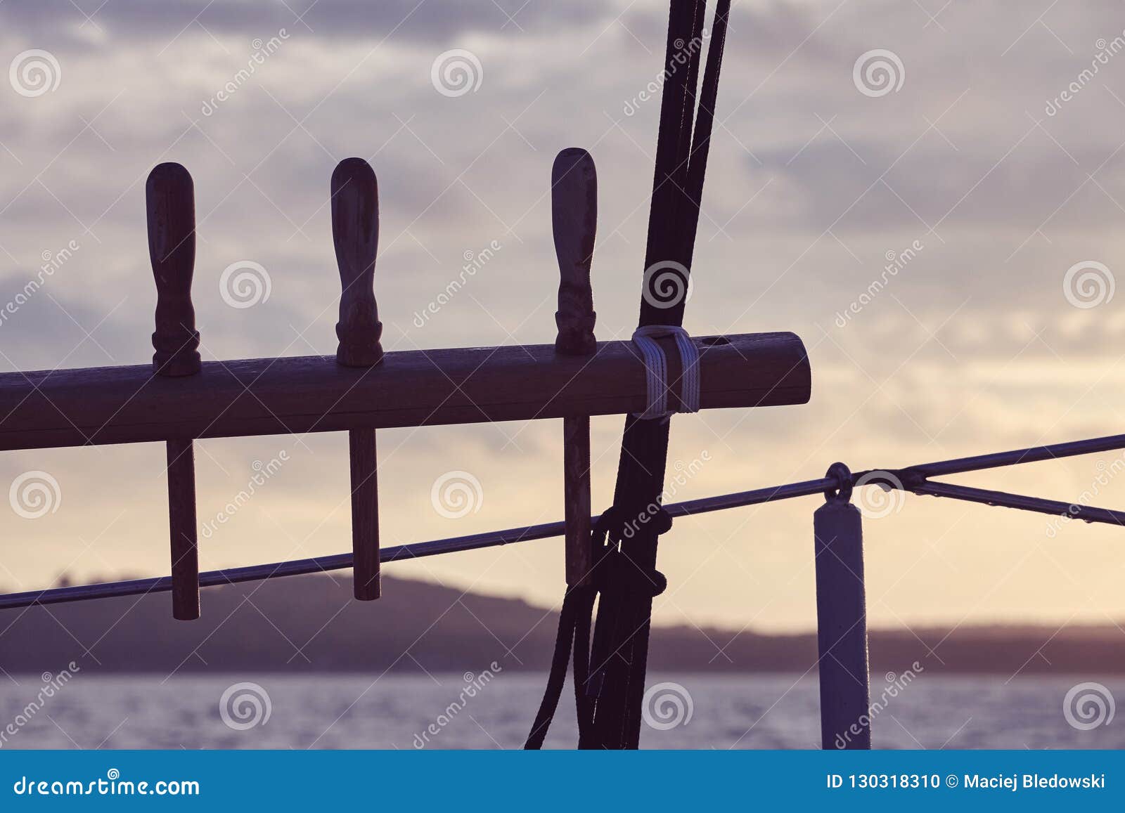 Old Sailing Ship Rigging Elements Silhouettes. Stock Photo - Image of ...