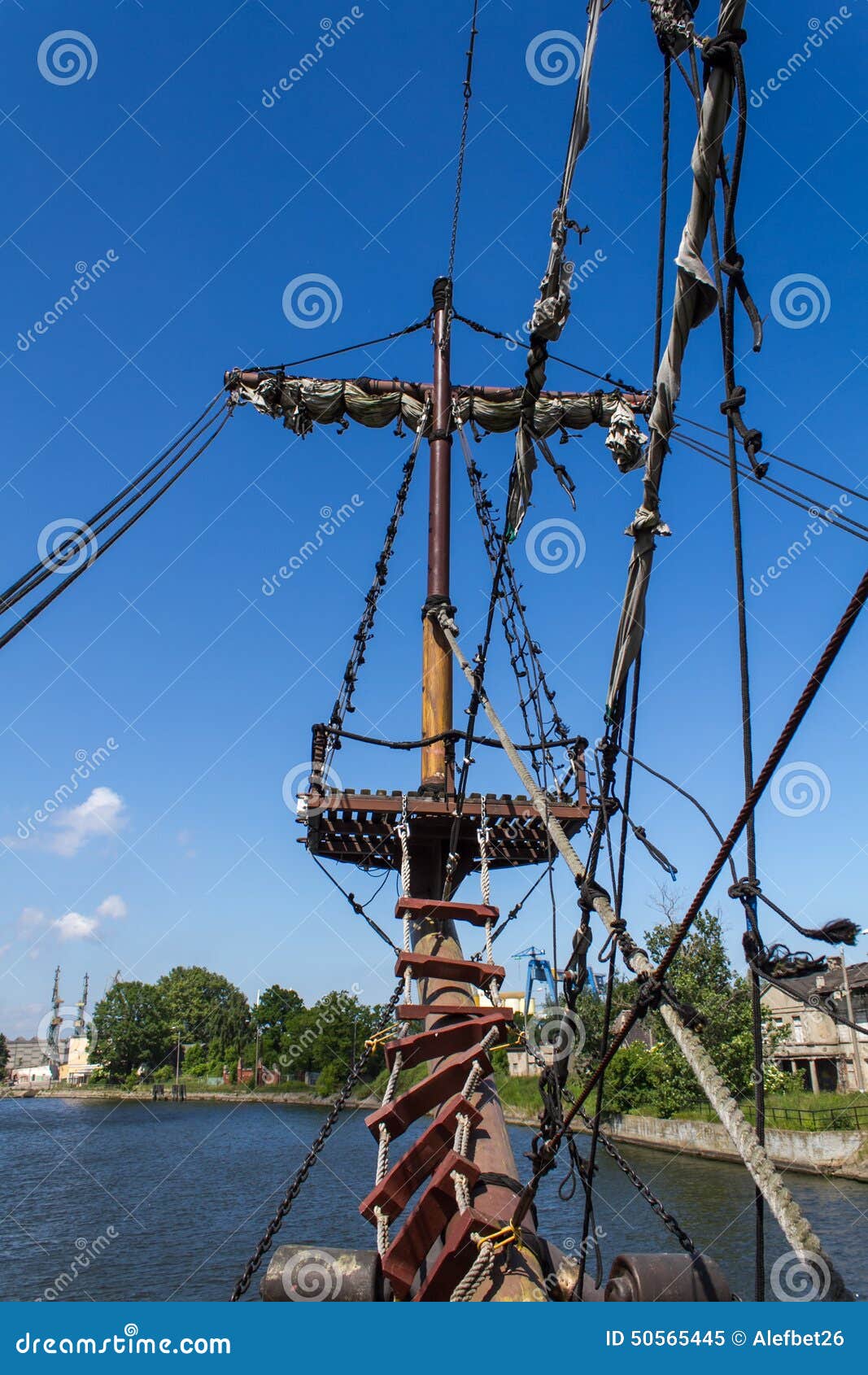 Old sailing ship rigging stock image. Image of mast, nautical - 50565445