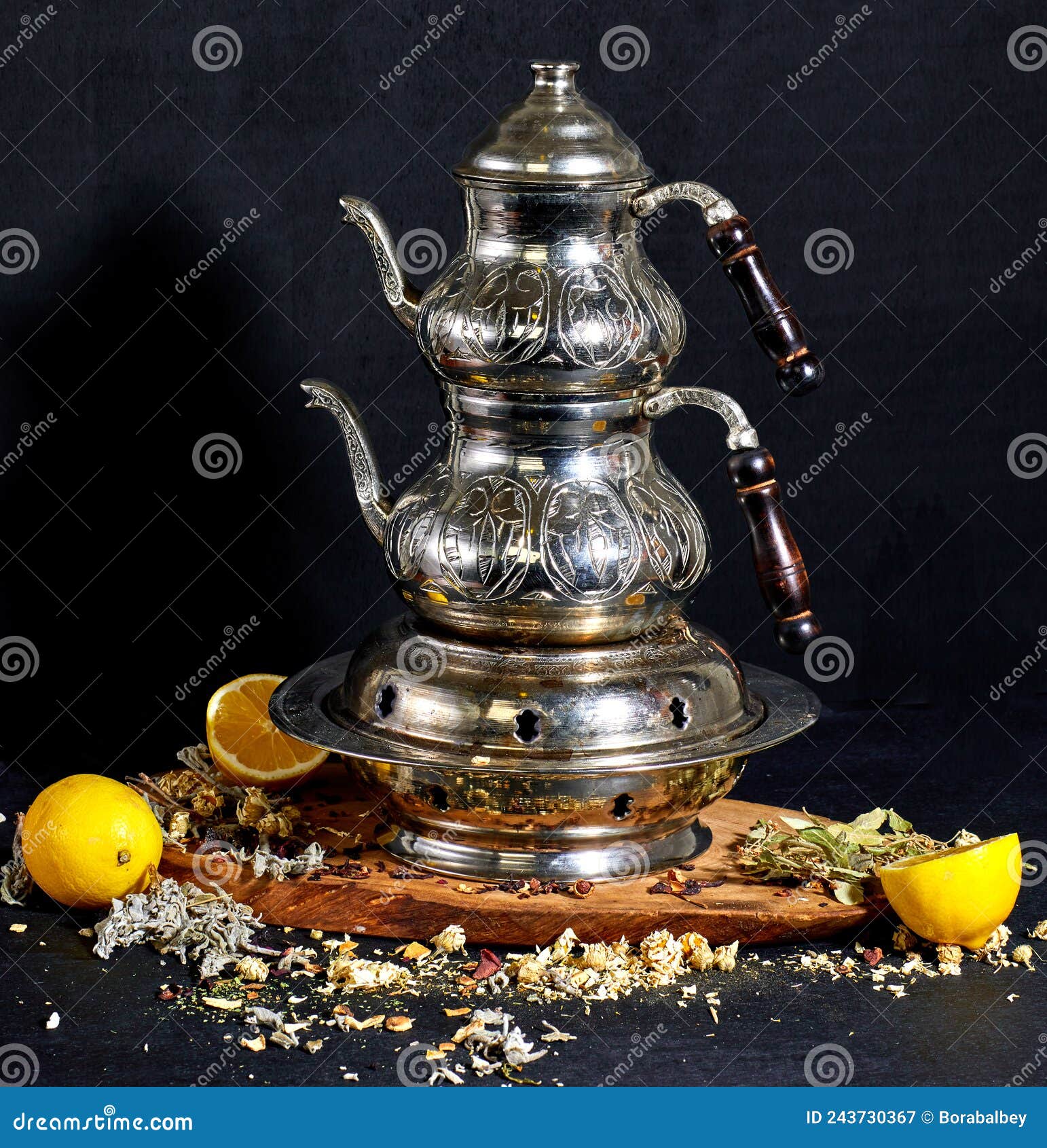 Old Samoar on the Table with Lemon Stock Image - Image of making ...