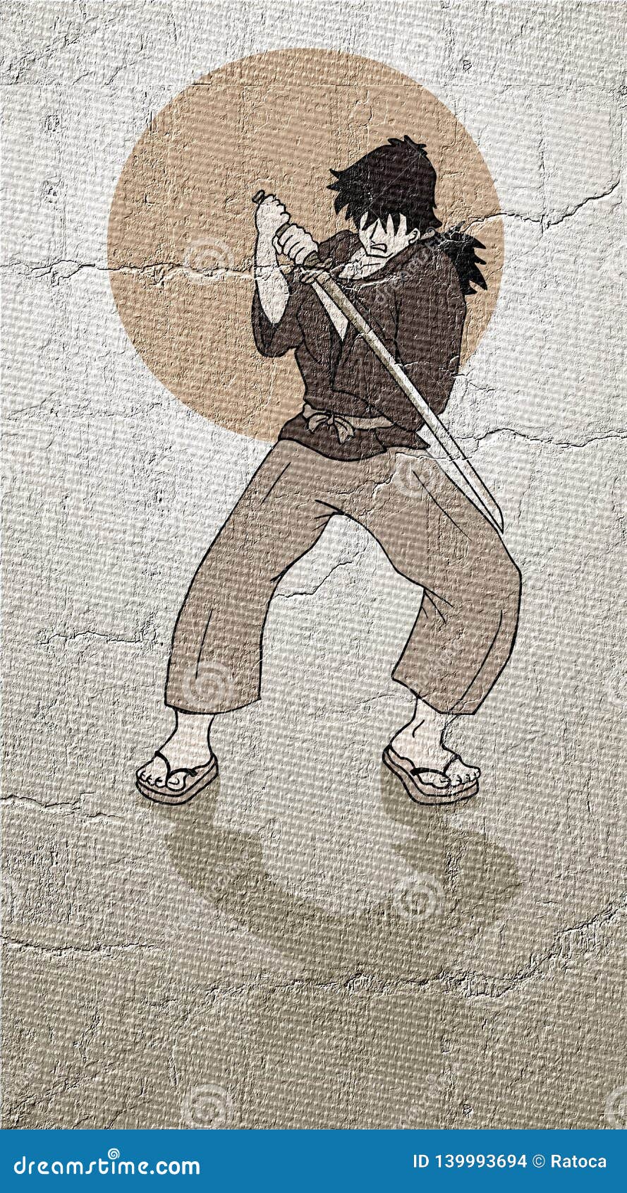 Old samurai draw stock illustration. Illustration of draw - 139993694