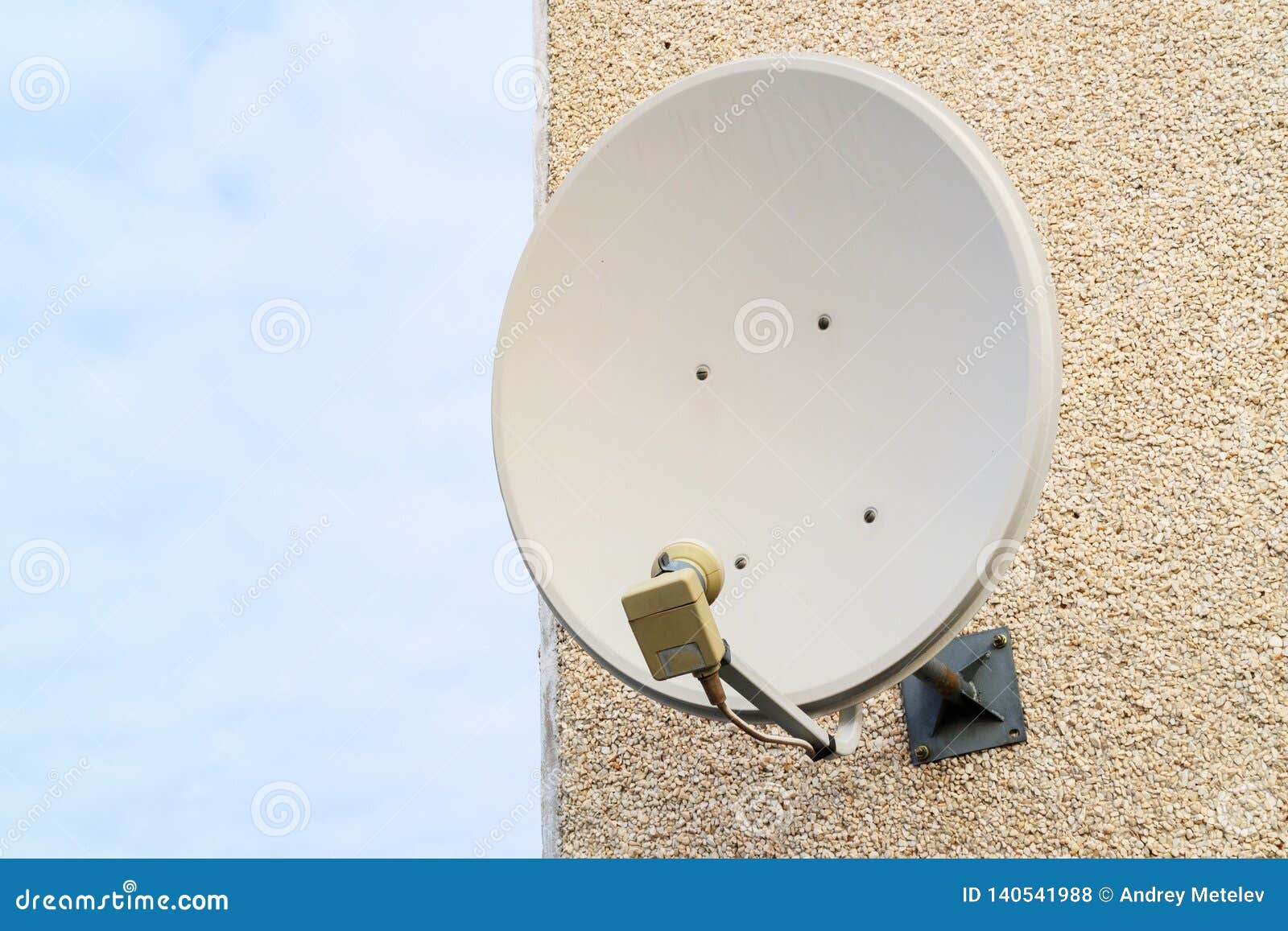 Old Satellite Dish Mounted on the Wall of the House, the Wall of the ...
