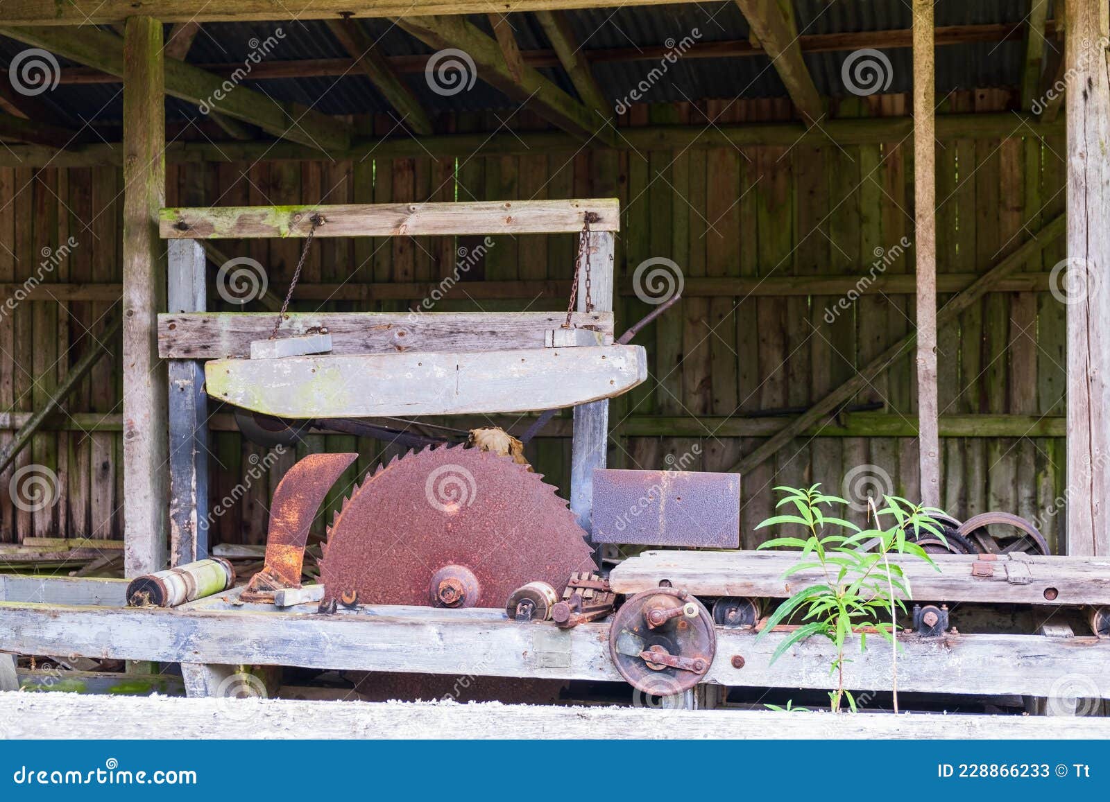 A Scene At The Sawmill. A Stack, A Bunch Of Boards Like A Background, A ...