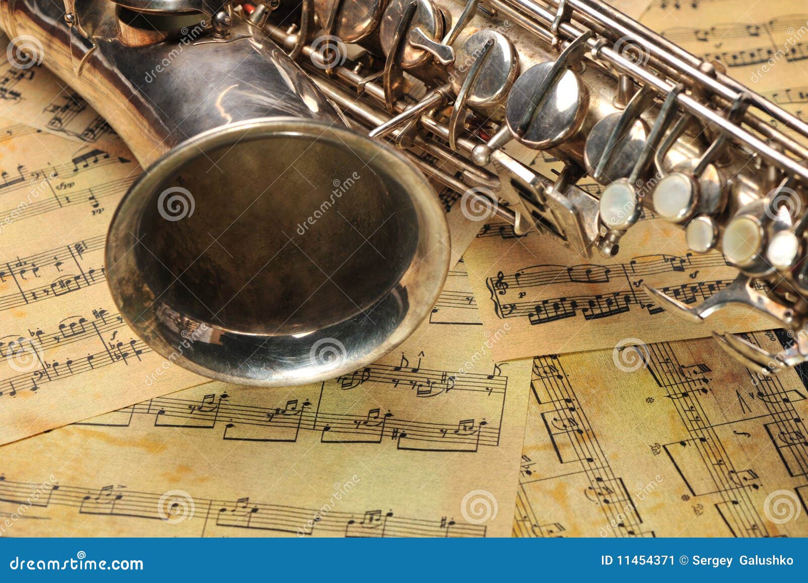 Old saxophone and notes stock image. Image of classic - 11454371