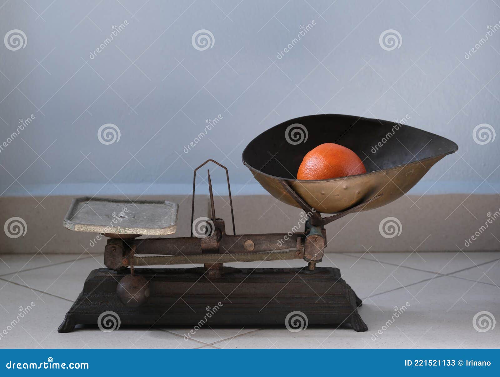 Old Scales and an Orange Still Life Stock Image - Image of ...