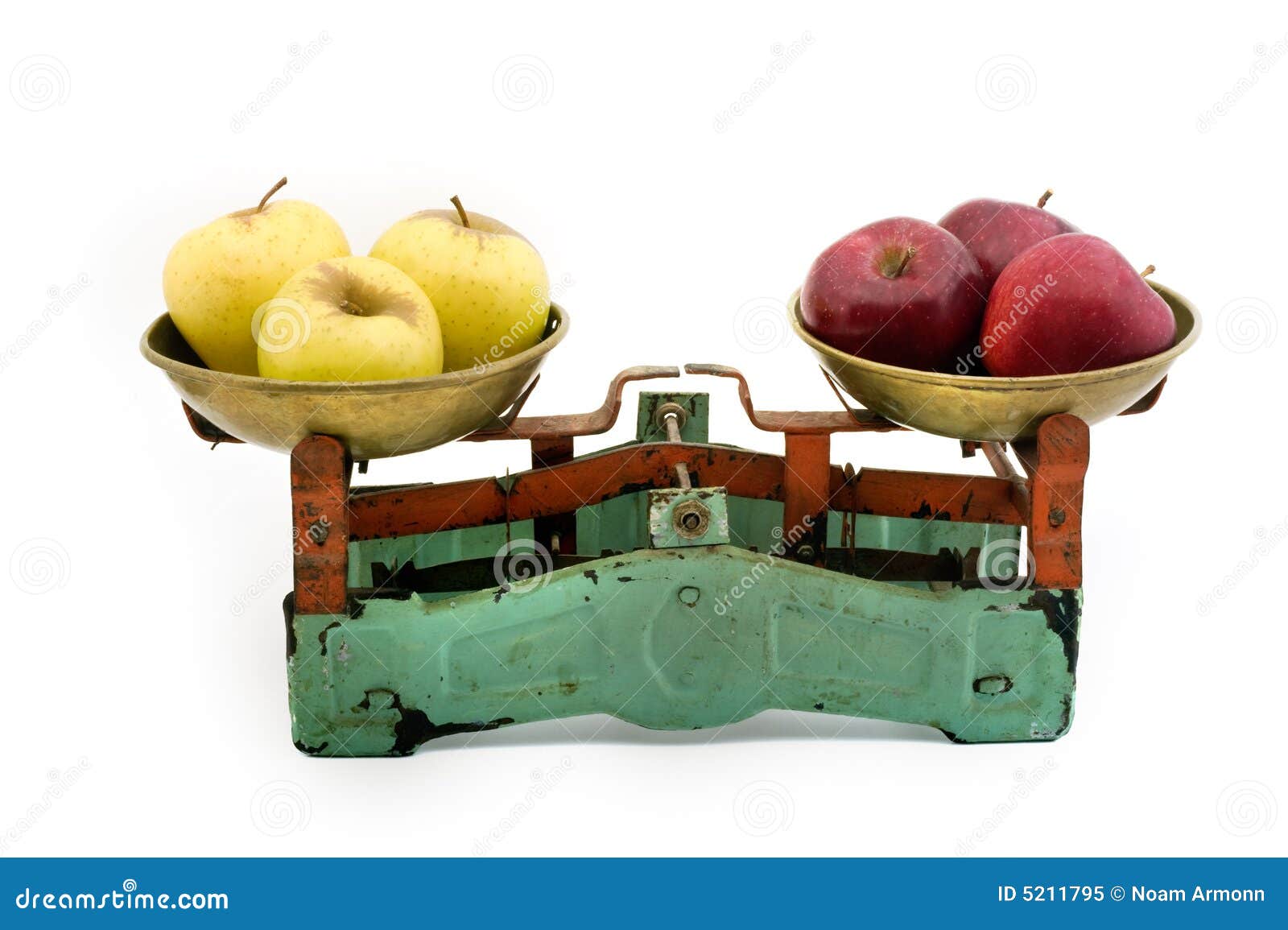 Old Scales with Yellow and Red Stock Image - Image of healthy, balance ...