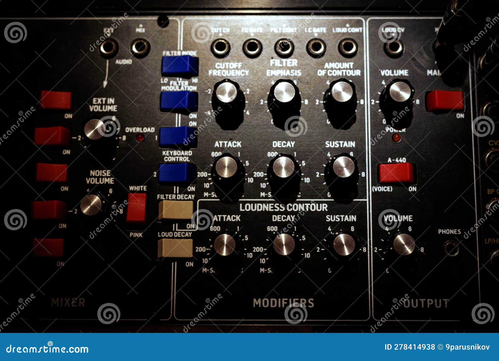 Old School Audio Mixer with Metal Sliders and Knobs Stock Photo - Image ...