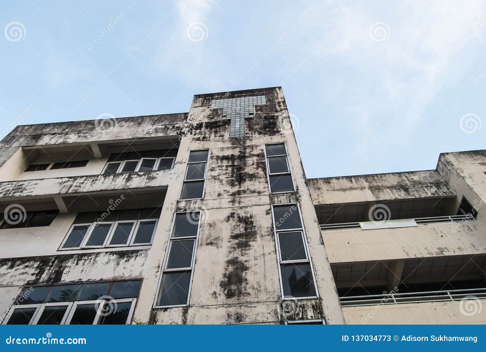 Old School Building Sky Background Stock Image - Image of city, cloud ...