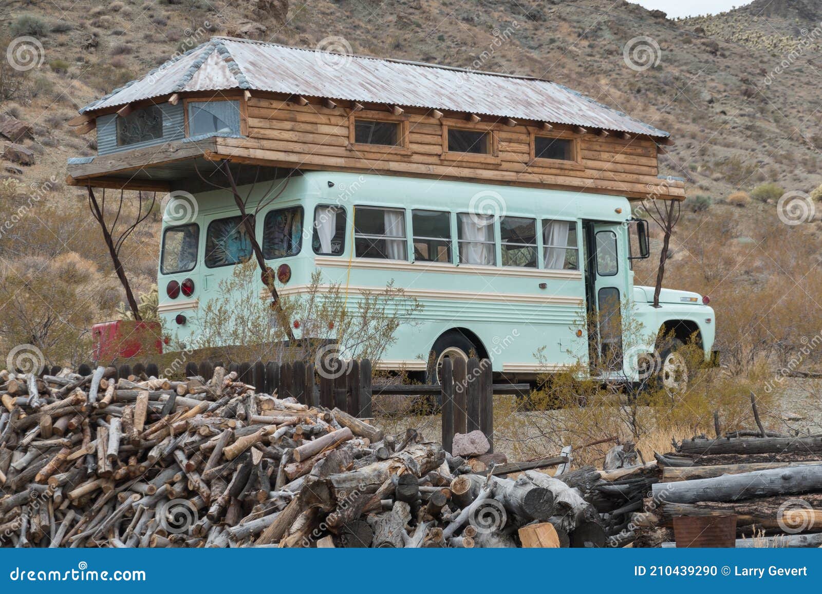 Modified Recreational Vehicle, Old School Bus Stock Photo - Image of ...