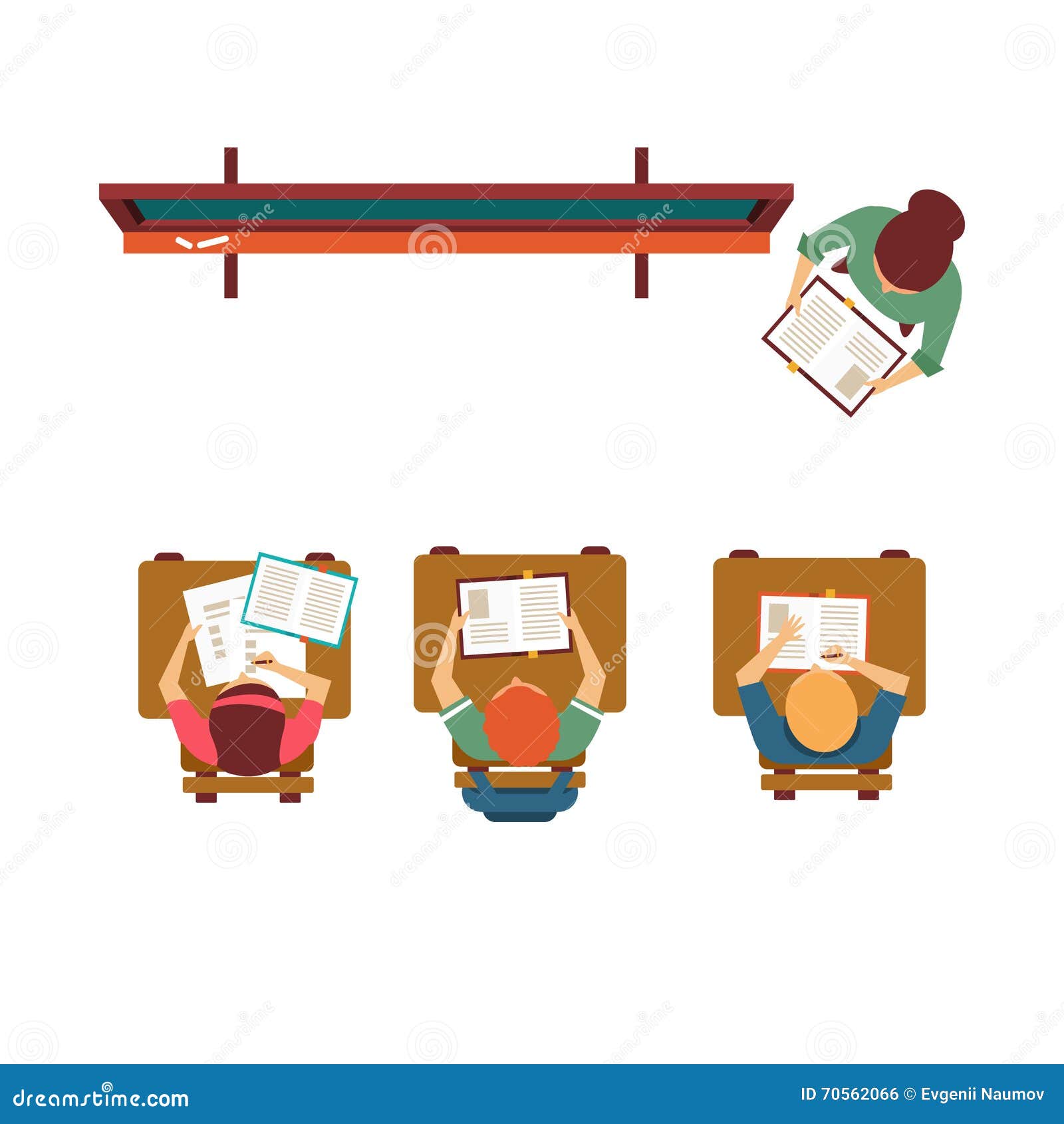 Old-School Class with Blackboard from Above Stock Vector - Illustration ...