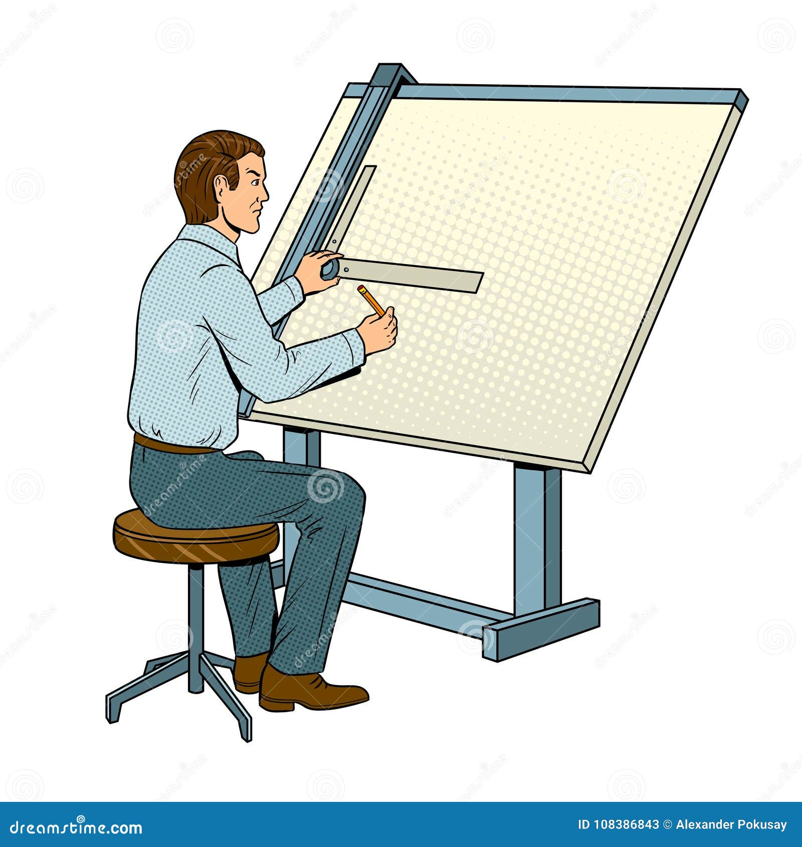 Old School Engineer Pop Art Vector Illustration Stock Vector ...