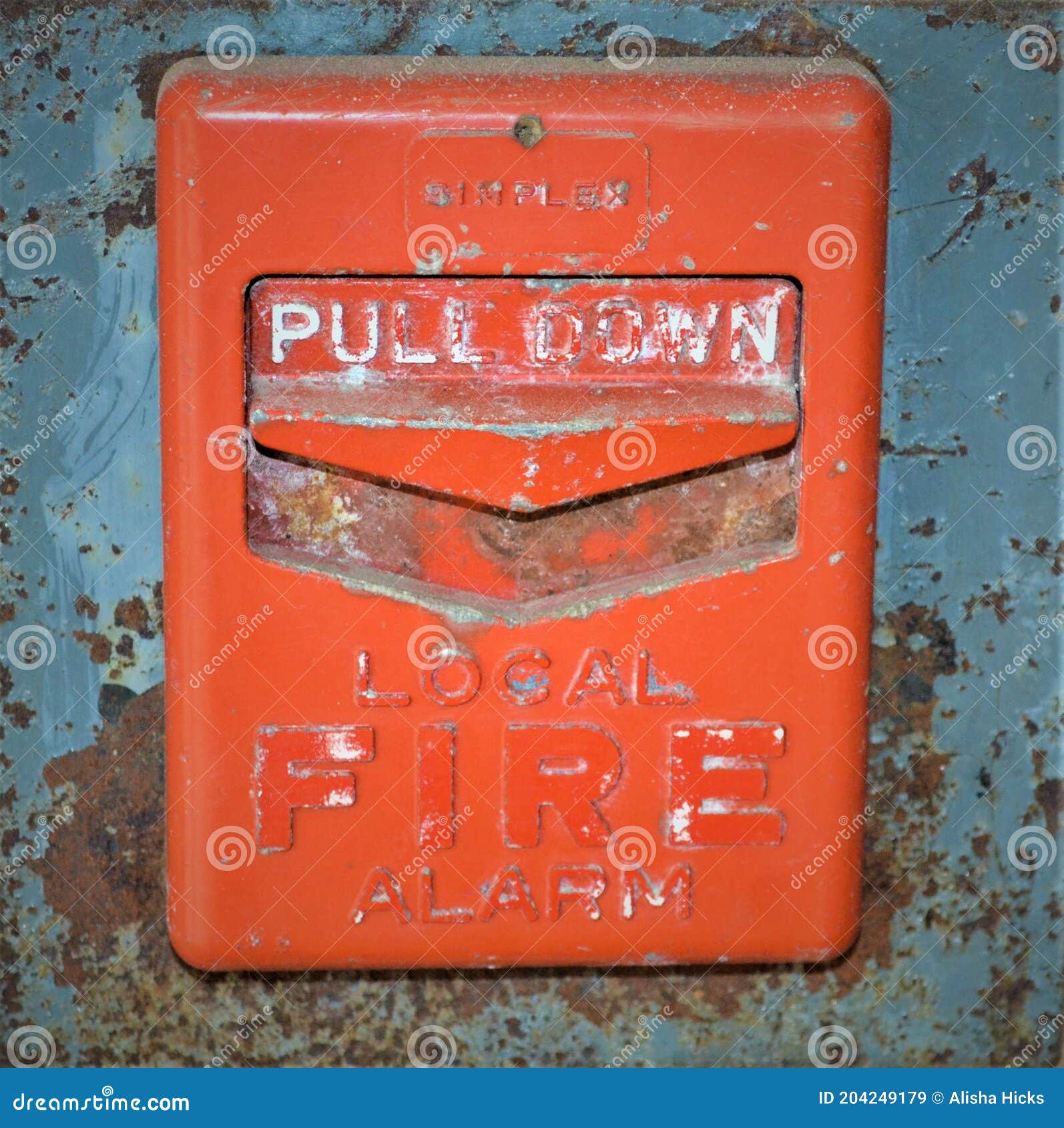 An Old School Fire Alarm stock image. Image of worn - 204249179