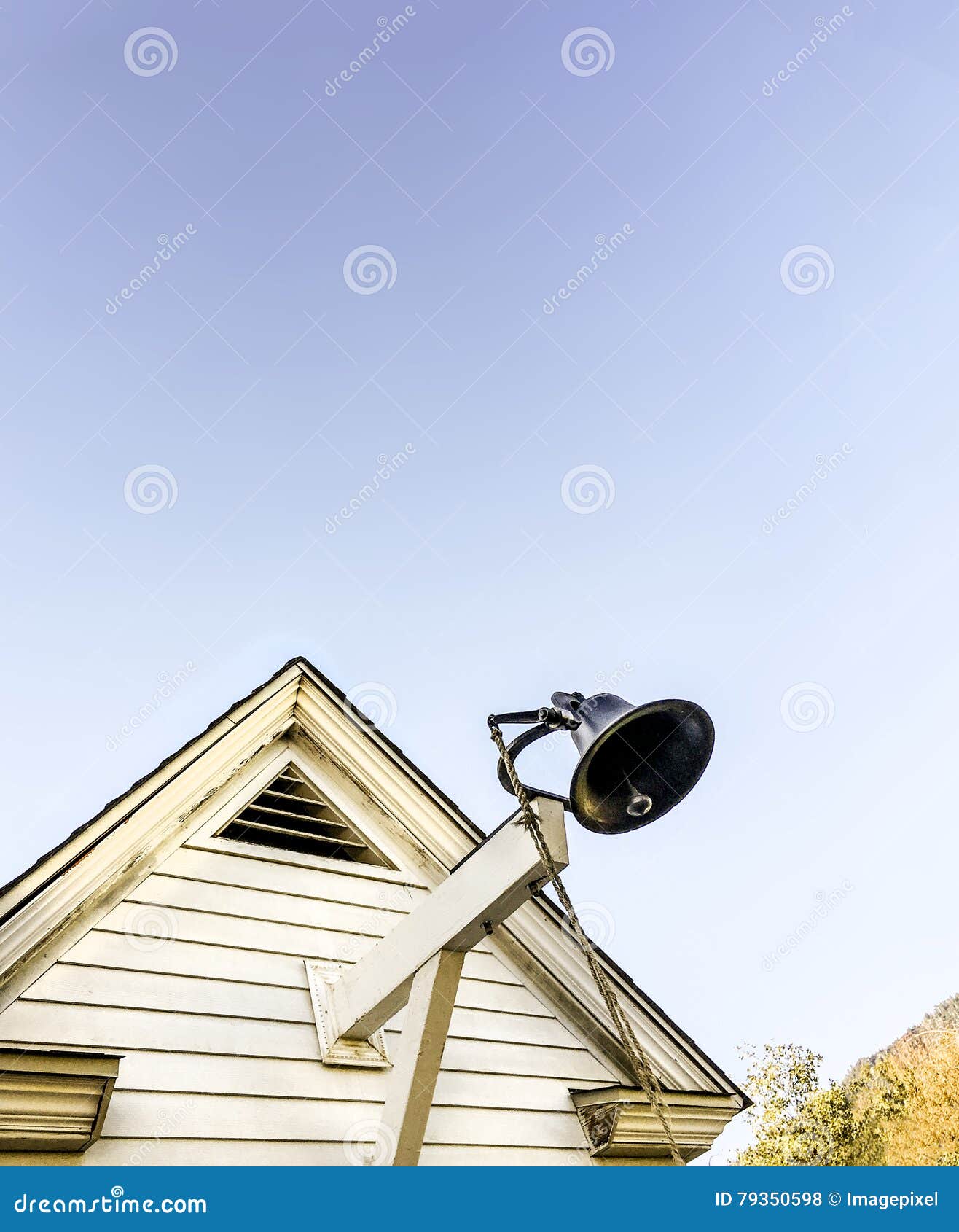 Old School House with a Bell. Stock Photo - Image of time, copy: 79350598