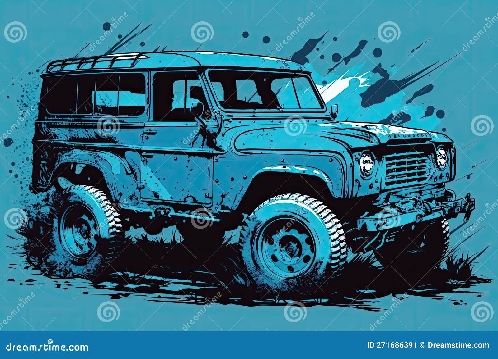 An Old School Off Road Vehicle Drawing Stock Illustration ...