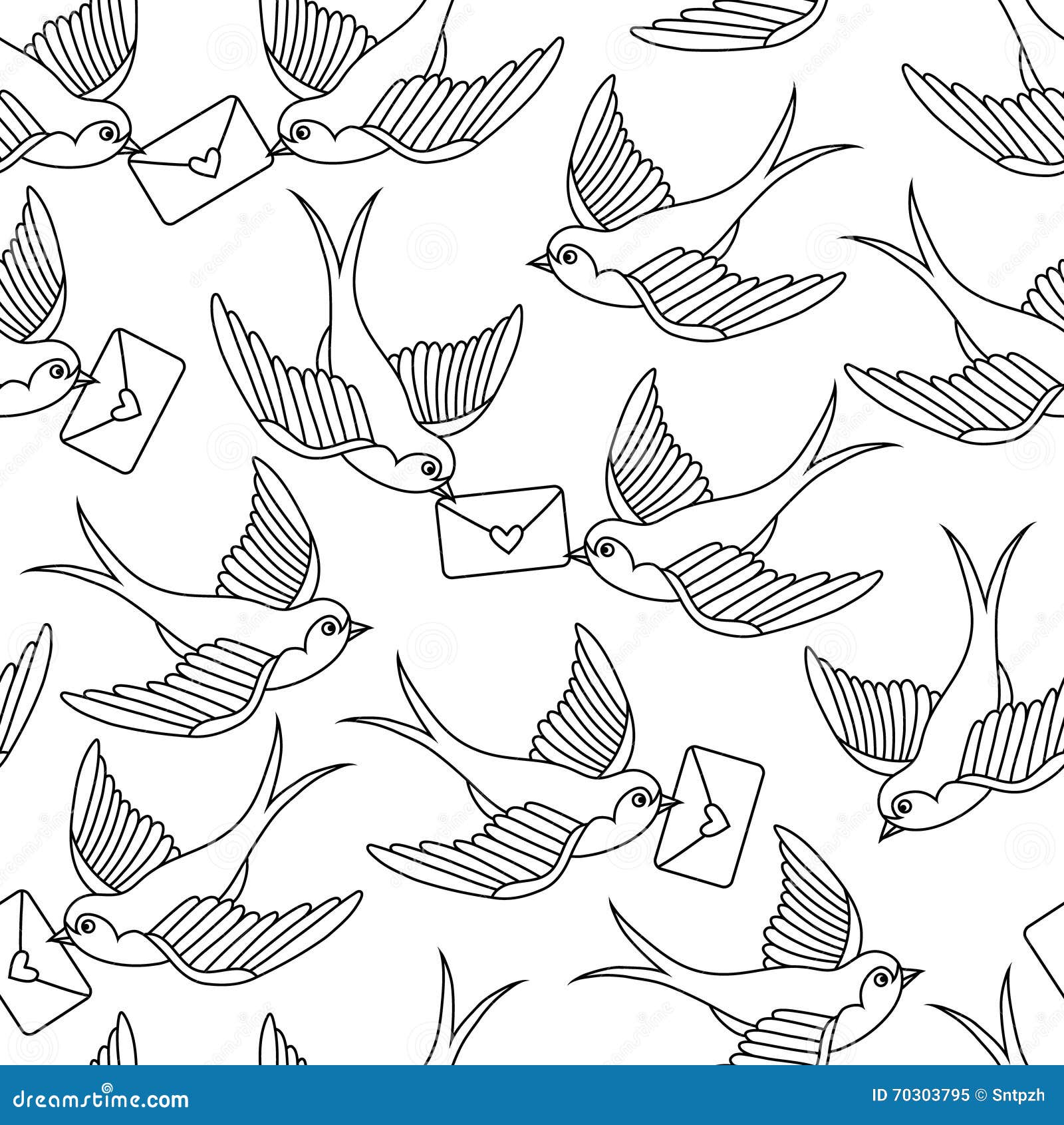 Old School Pattern with Birds and Letters. Stock Vector - Illustration ...