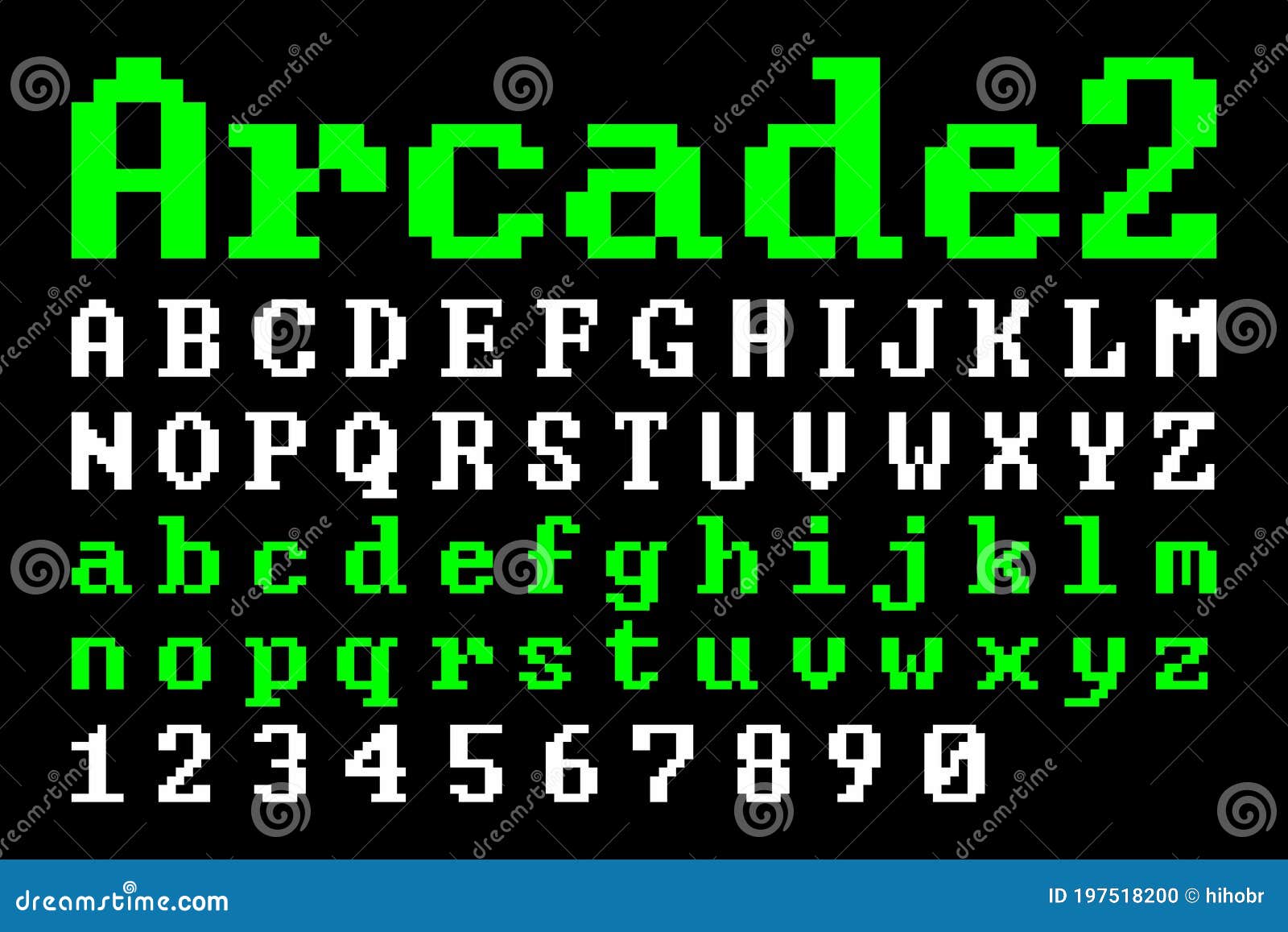Old School Pixel Arcade Font Vector Typeface. Flat Geometric Digital ...