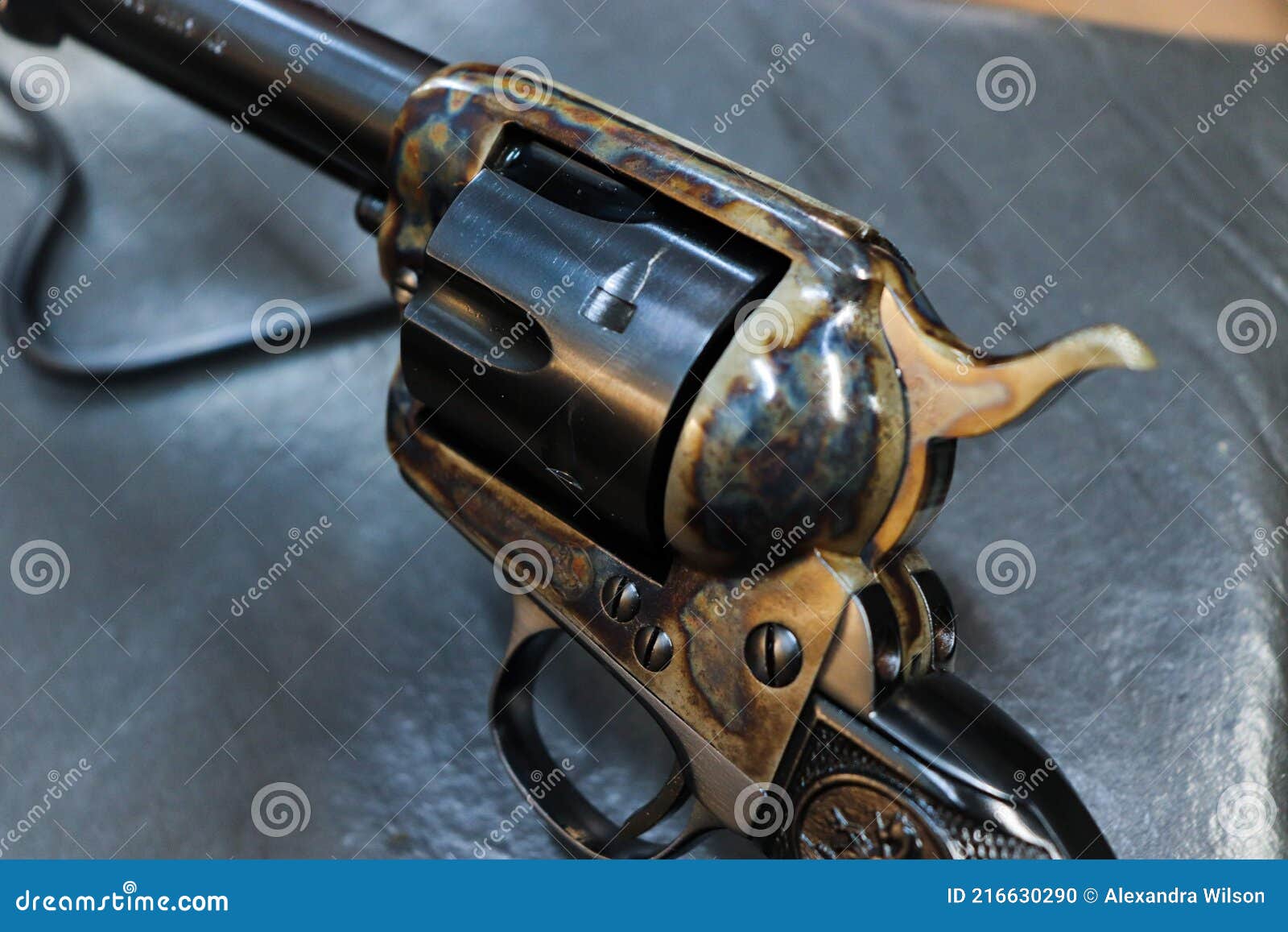 Old school revolver stock photo. Image of hand, metal - 216630290