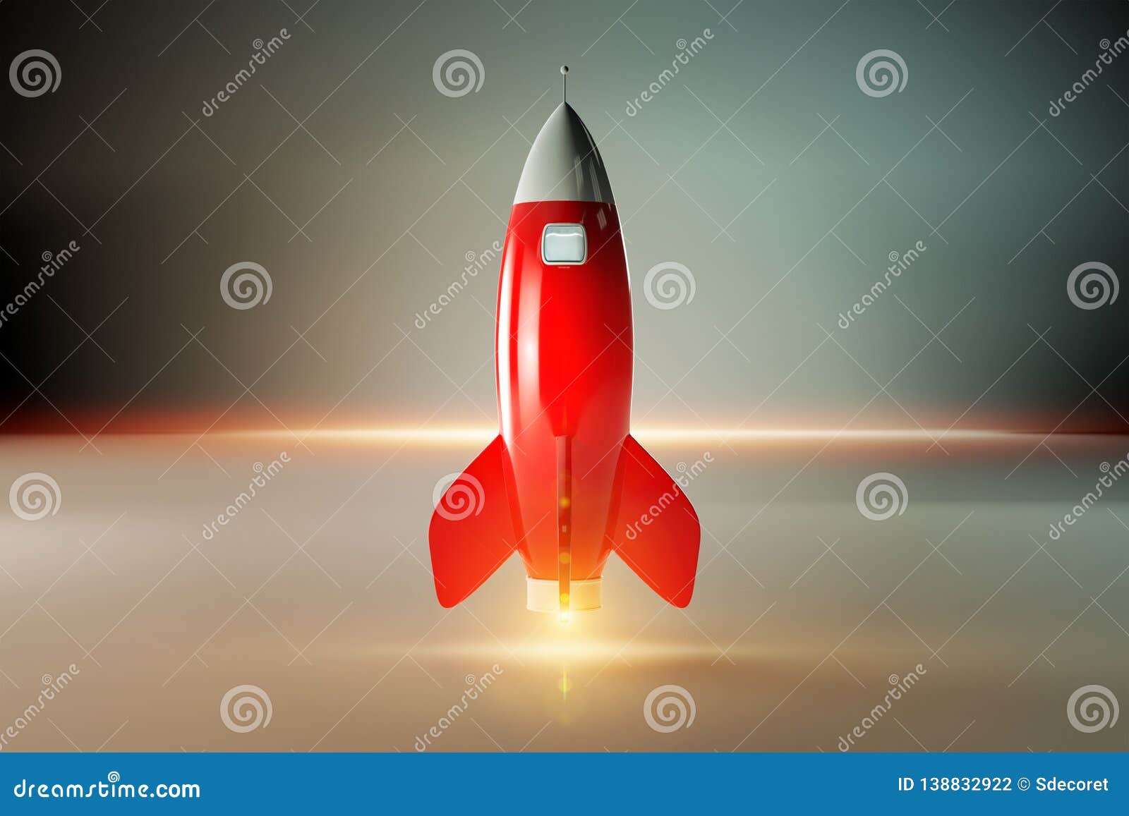 Old School Style Rocket Isolated on Dark 3D Rendering Stock ...