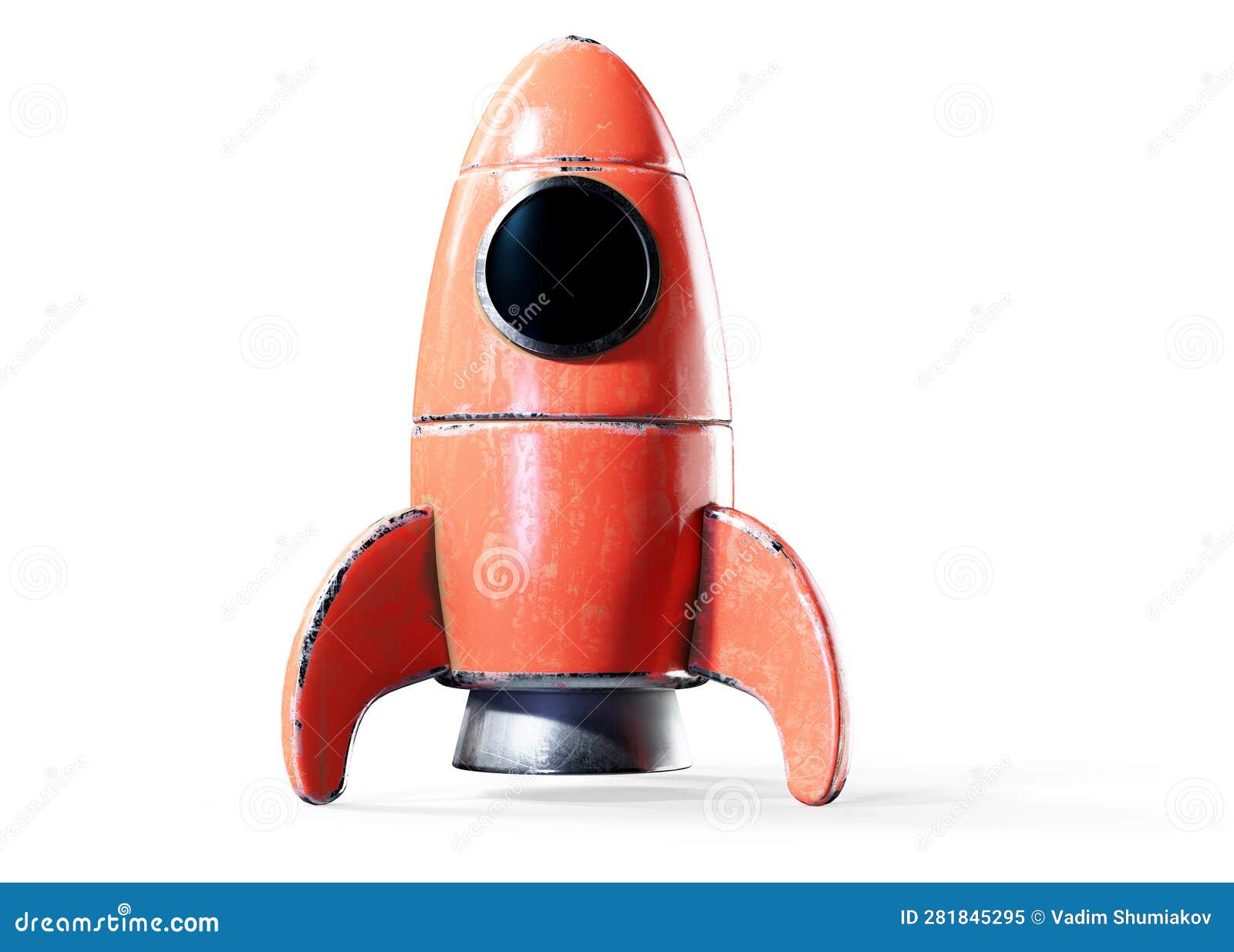 Old School Style Rocket Isolated on White 3D Rendering Stock ...