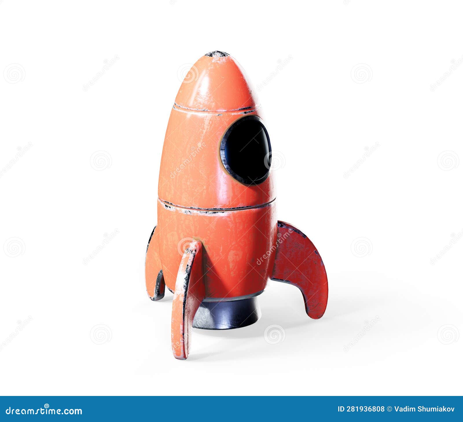 Old School Style Rocket Isolated on White 3D Rendering Stock ...