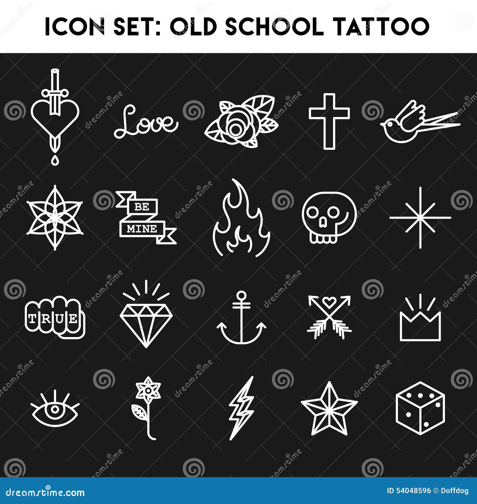 Old school tattoo icons stock vector. Illustration of blood - 54048596