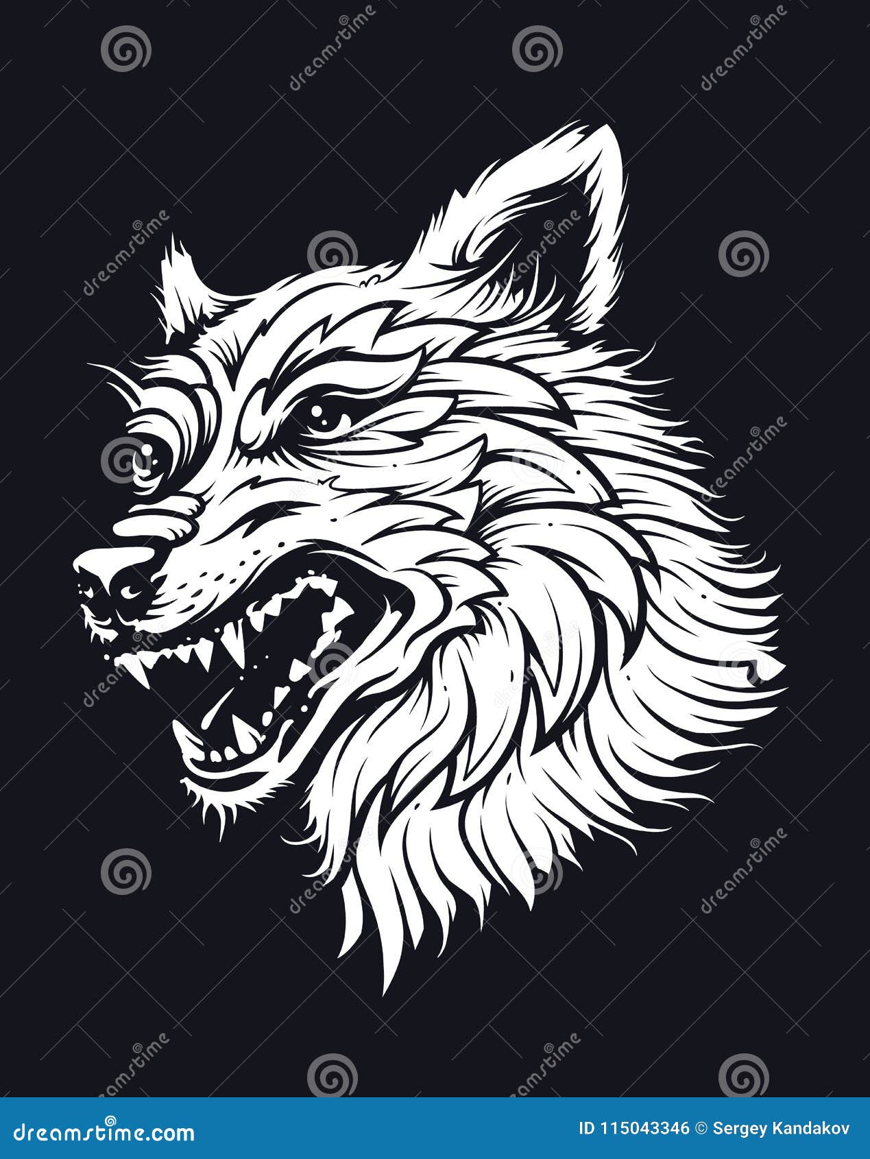 Old School Wolf stock vector. Illustration of tattoo - 115043346