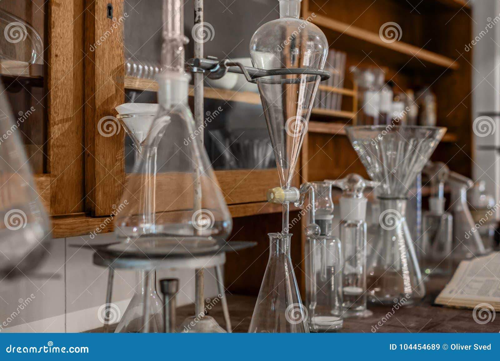 Old Science Workbench with Chemical Components Stock Image - Image of ...