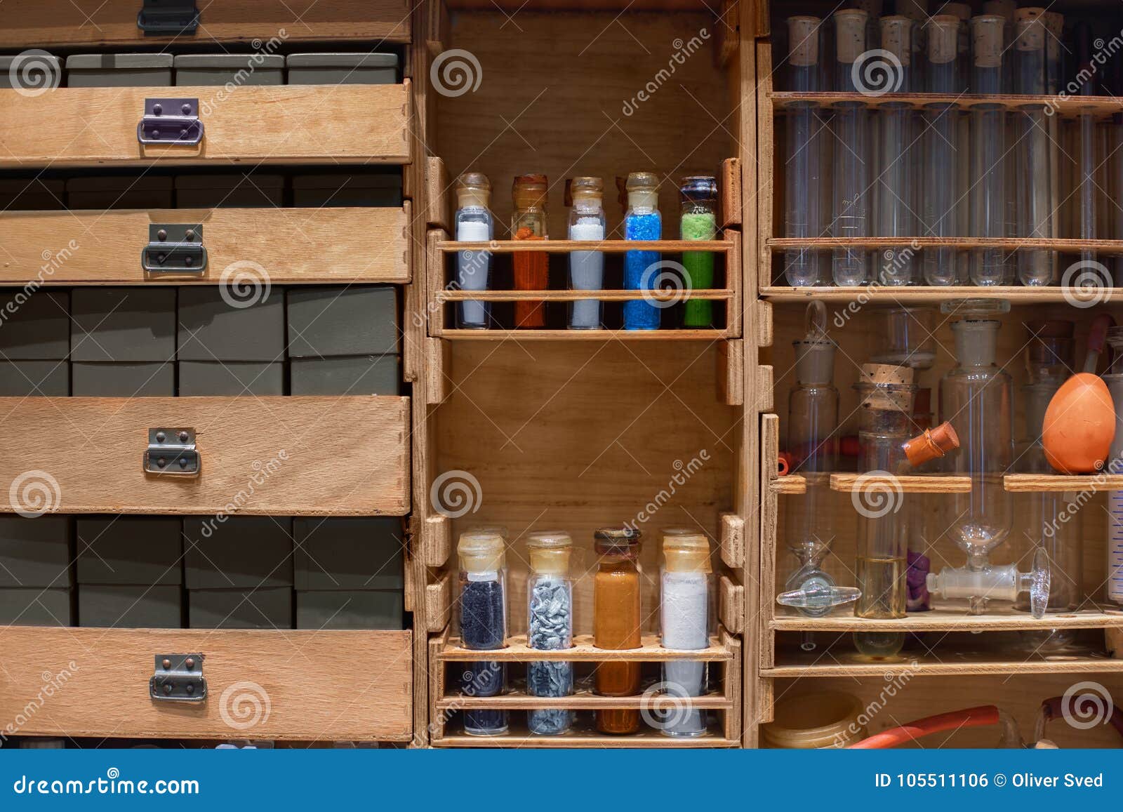 Old Science Workbench with Chemical Components Stock Photo - Image of ...