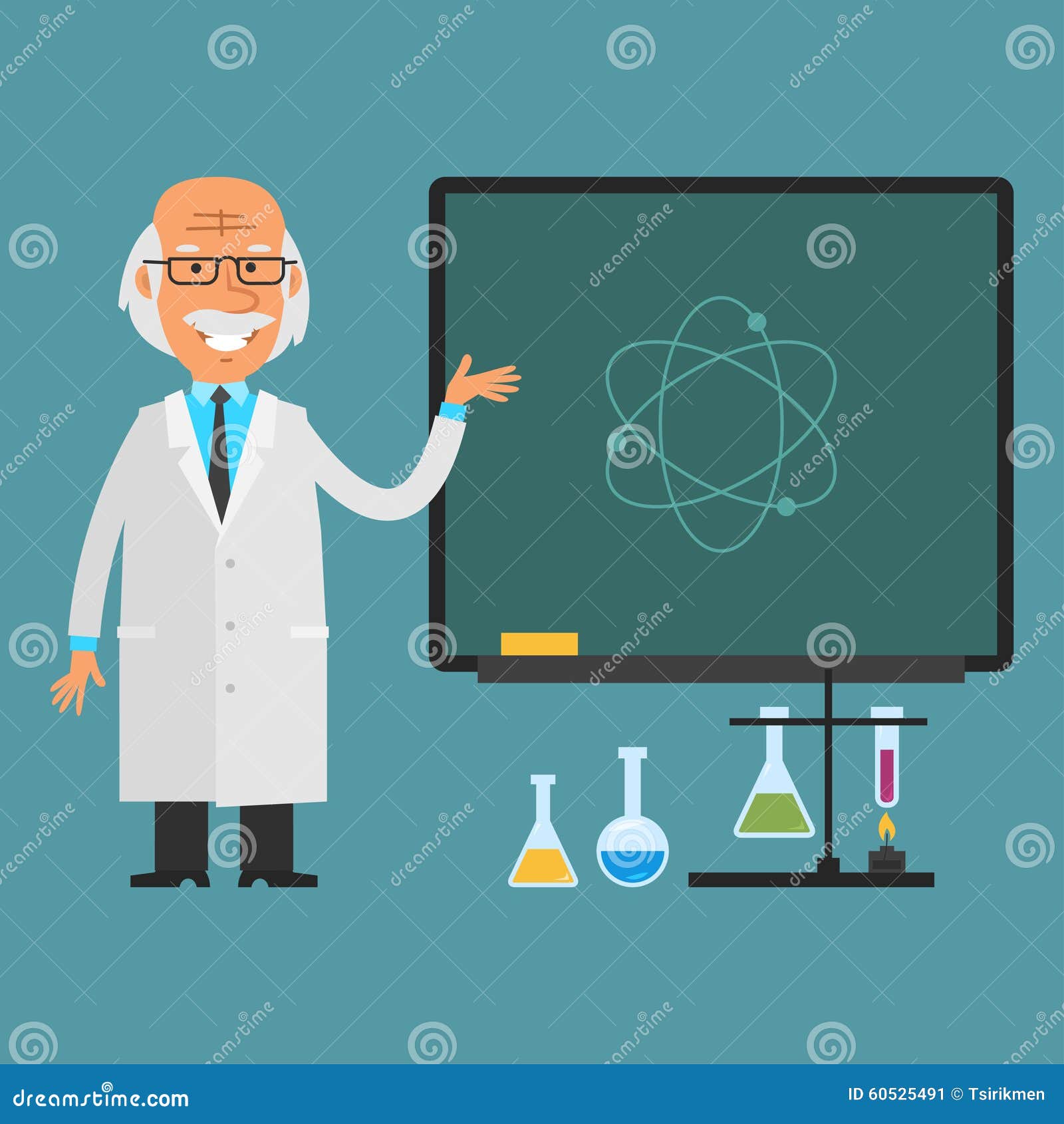 Old Scientist Points To Chalkboard Stock Vector - Illustration of ...
