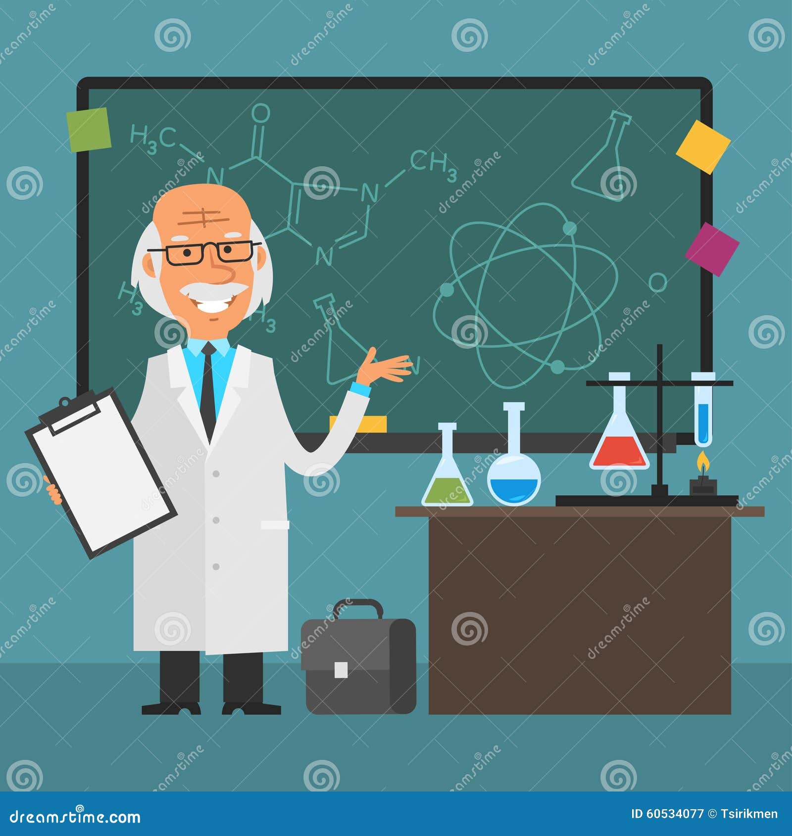 Smiling Inventor And His Three-wheeled Vehicle. Cartoon Vector ...