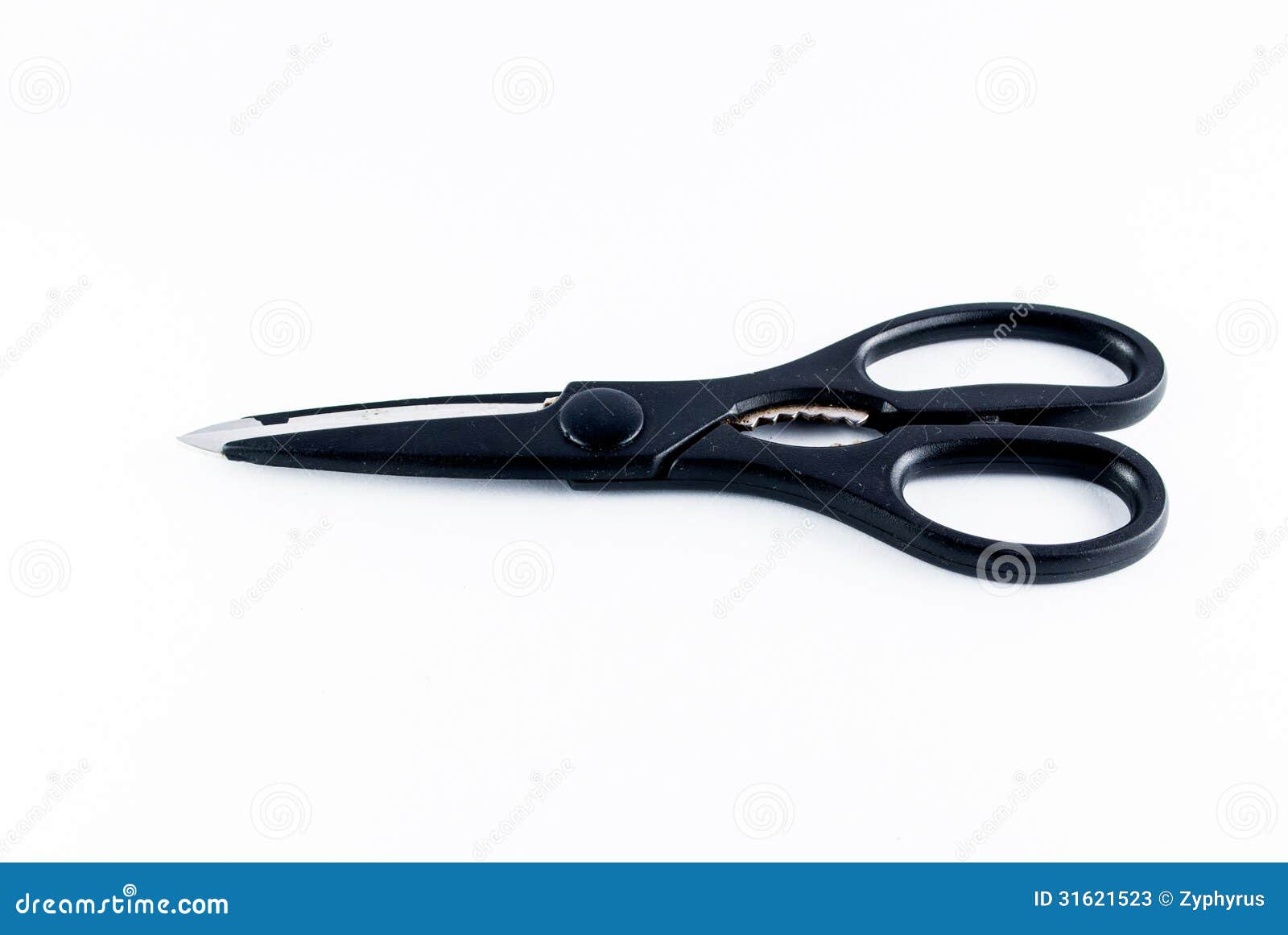Old Scissors with Black Handle on White Background Stock Image - Image ...