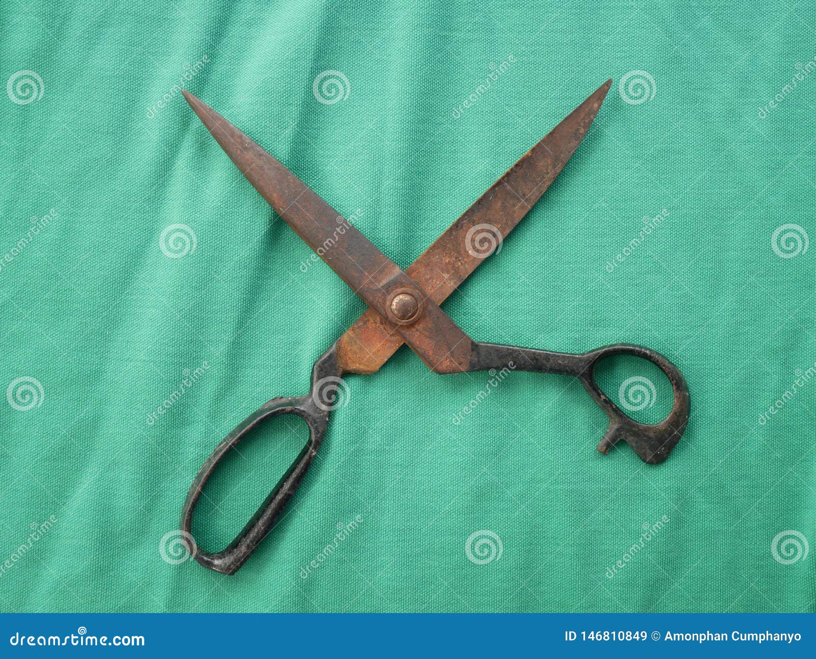 Old Scissors on Silk Fabric Background Stock Image - Image of silk ...