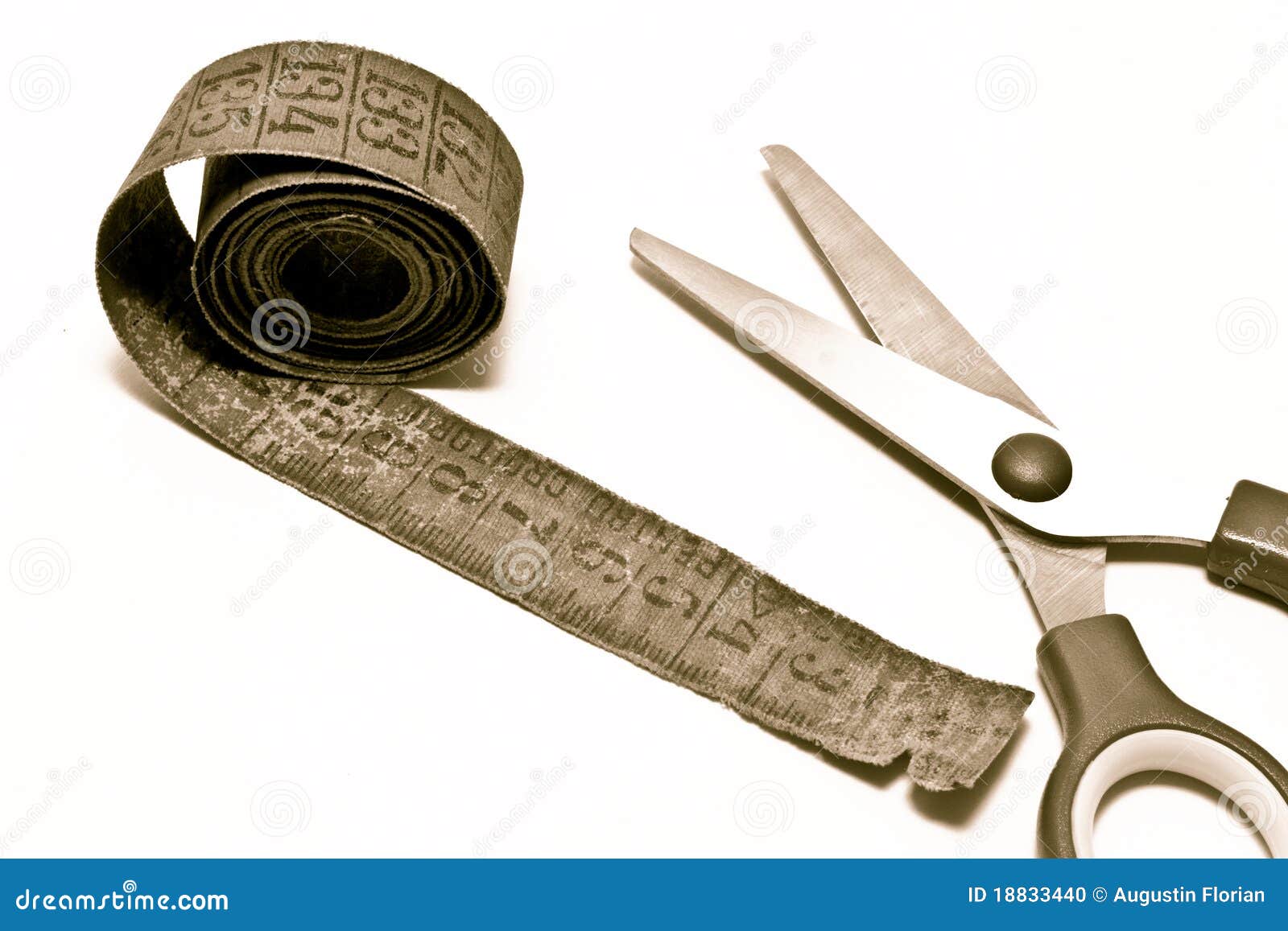 Old Scissors and Tape Measure Stock Photo - Image of long, ruler: 18833440