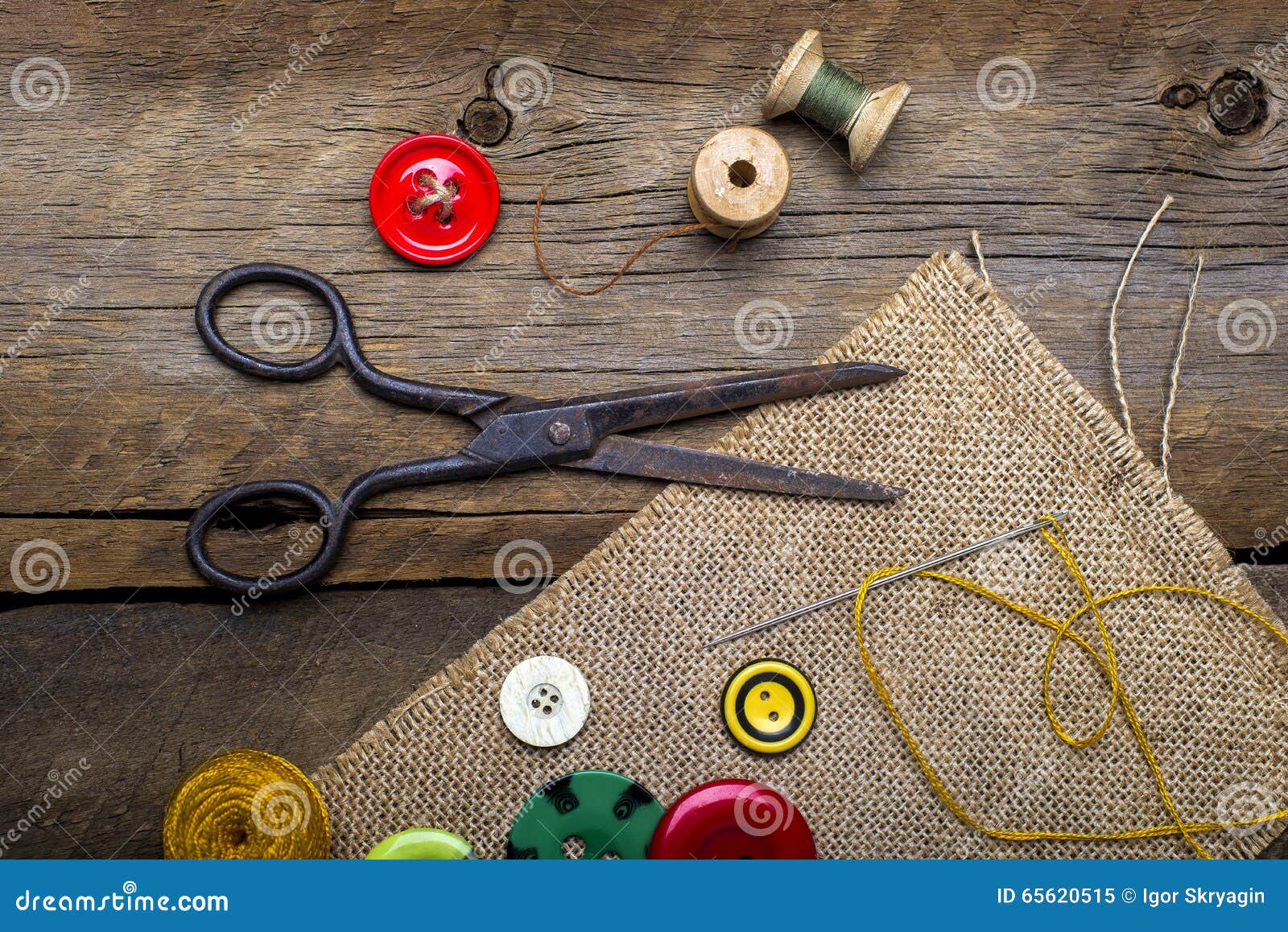 Old scissors on wood stock image. Image of accessory - 65620515