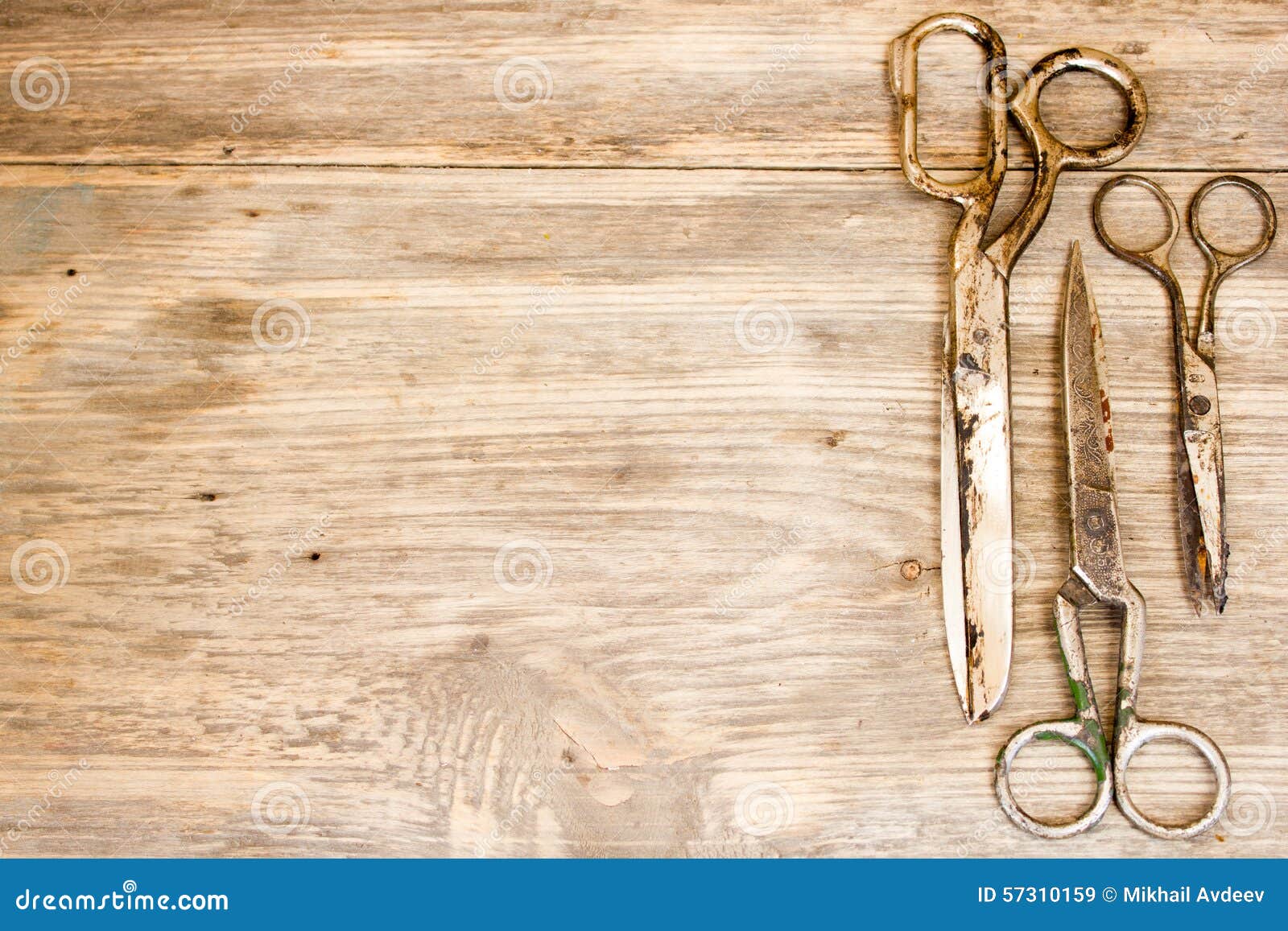 Old Scissors on Wooden Background. Stock Image - Image of close, grunge ...