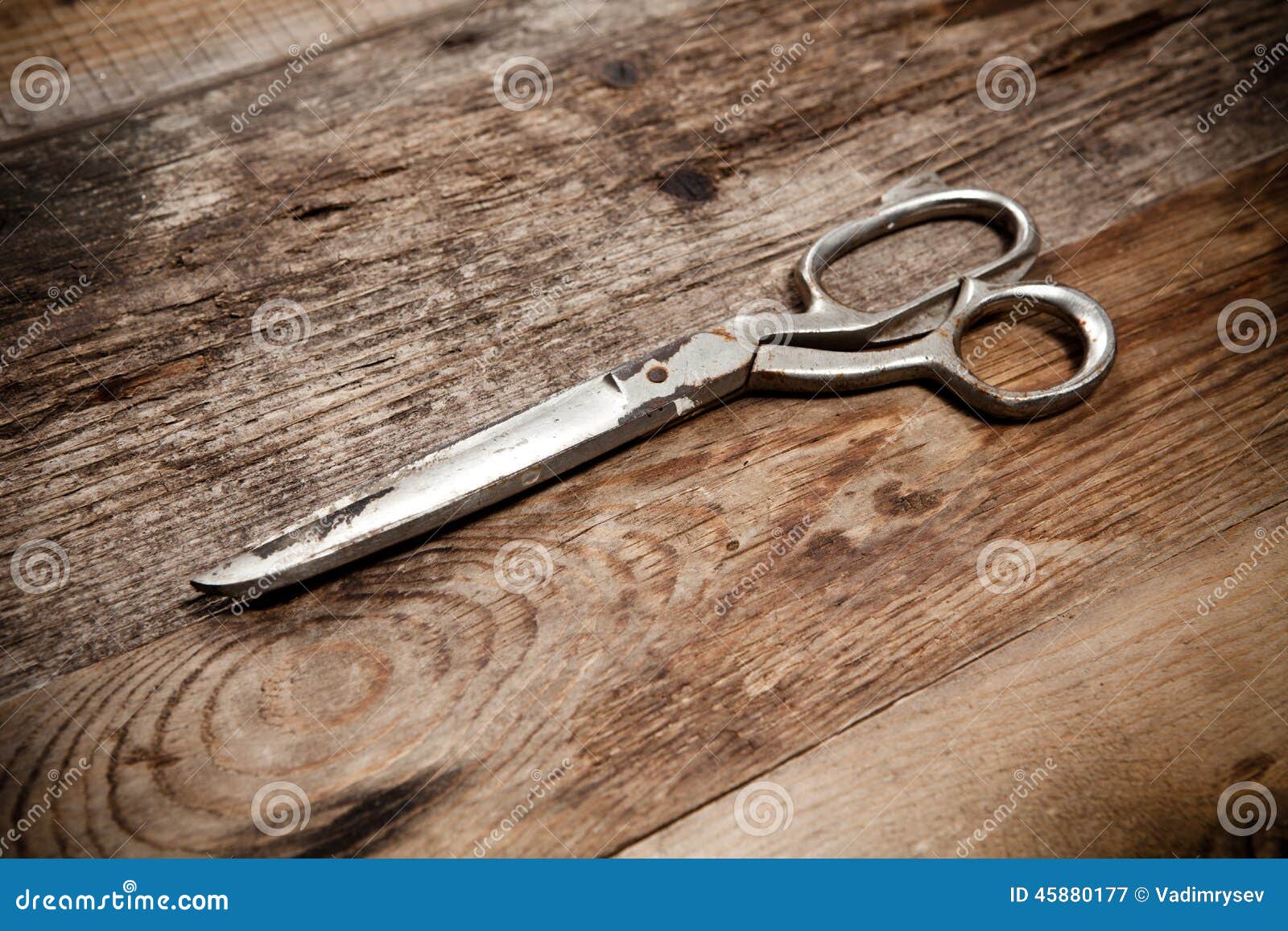 Old Scissors on the Wooden Table Stock Image - Image of pair, blade ...