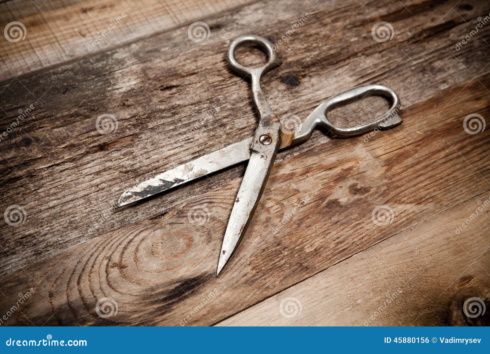 Old Scissors on the Wooden Table Stock Photo - Image of iron, design ...