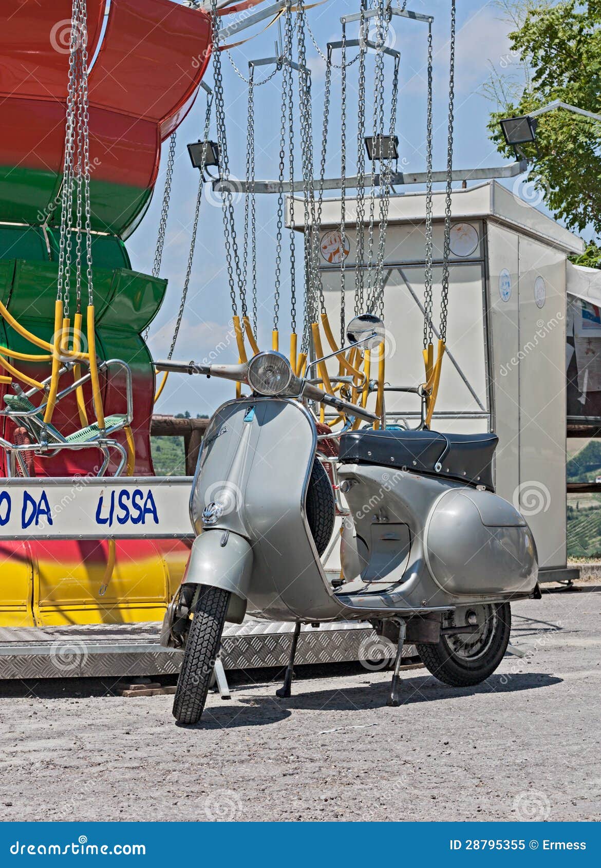 Old Scooter Near Swing Ride Editorial Image - Image of italian, ride ...