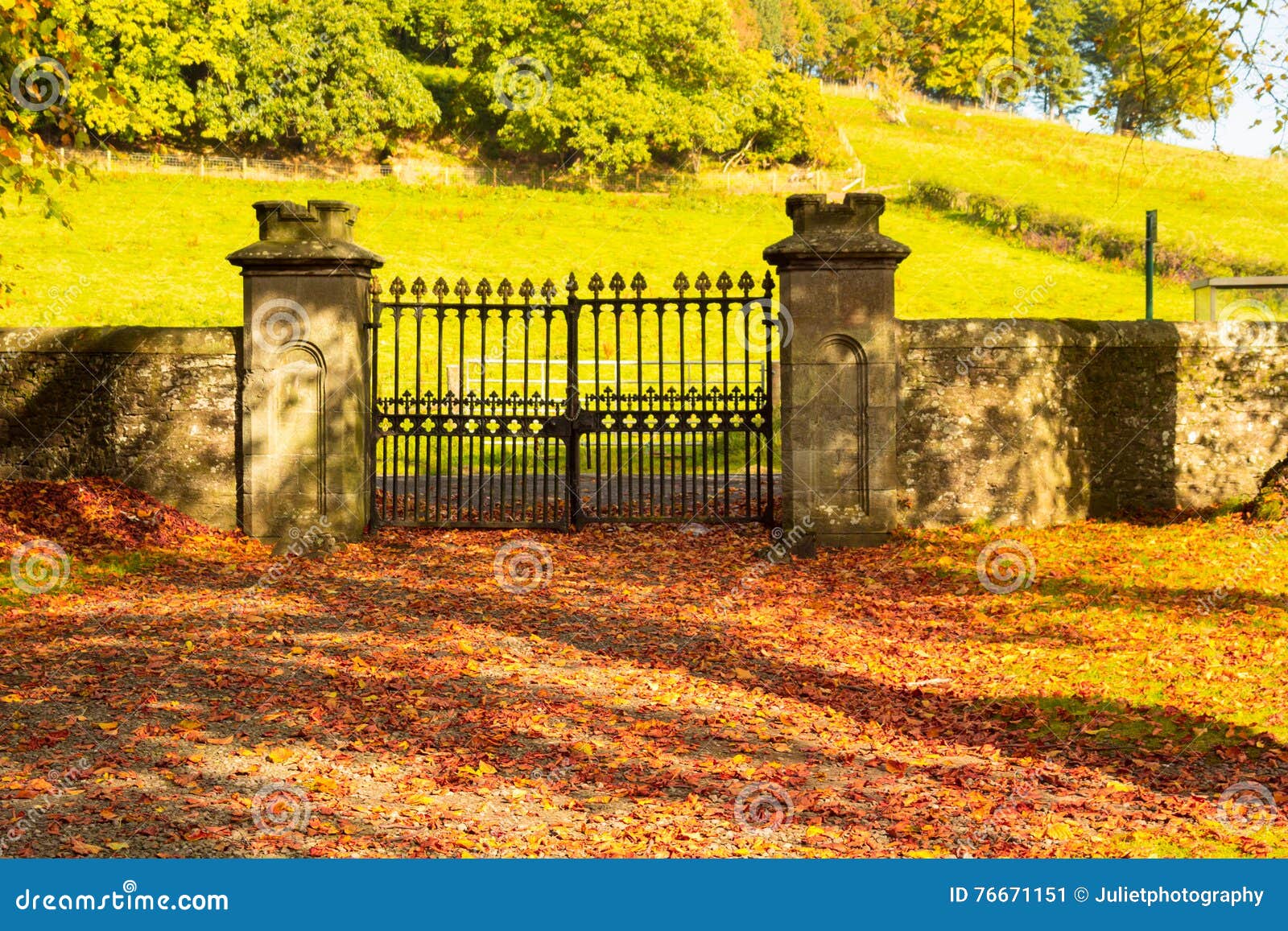 Old Scottish Church Gate in Autumn Stock Image - Image of natural ...
