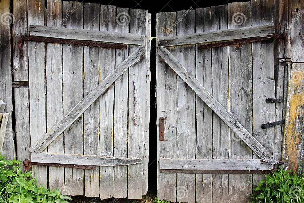 Old Scrappy Doors, Black and White Image Stock Image - Image of forest ...