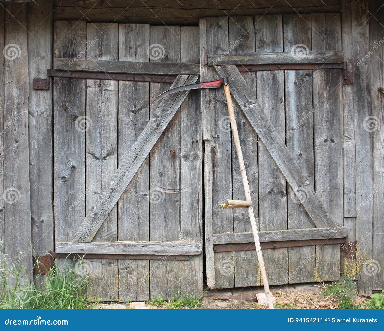 Old Scrappy Doors, Black And White Image Stock Photo | CartoonDealer ...