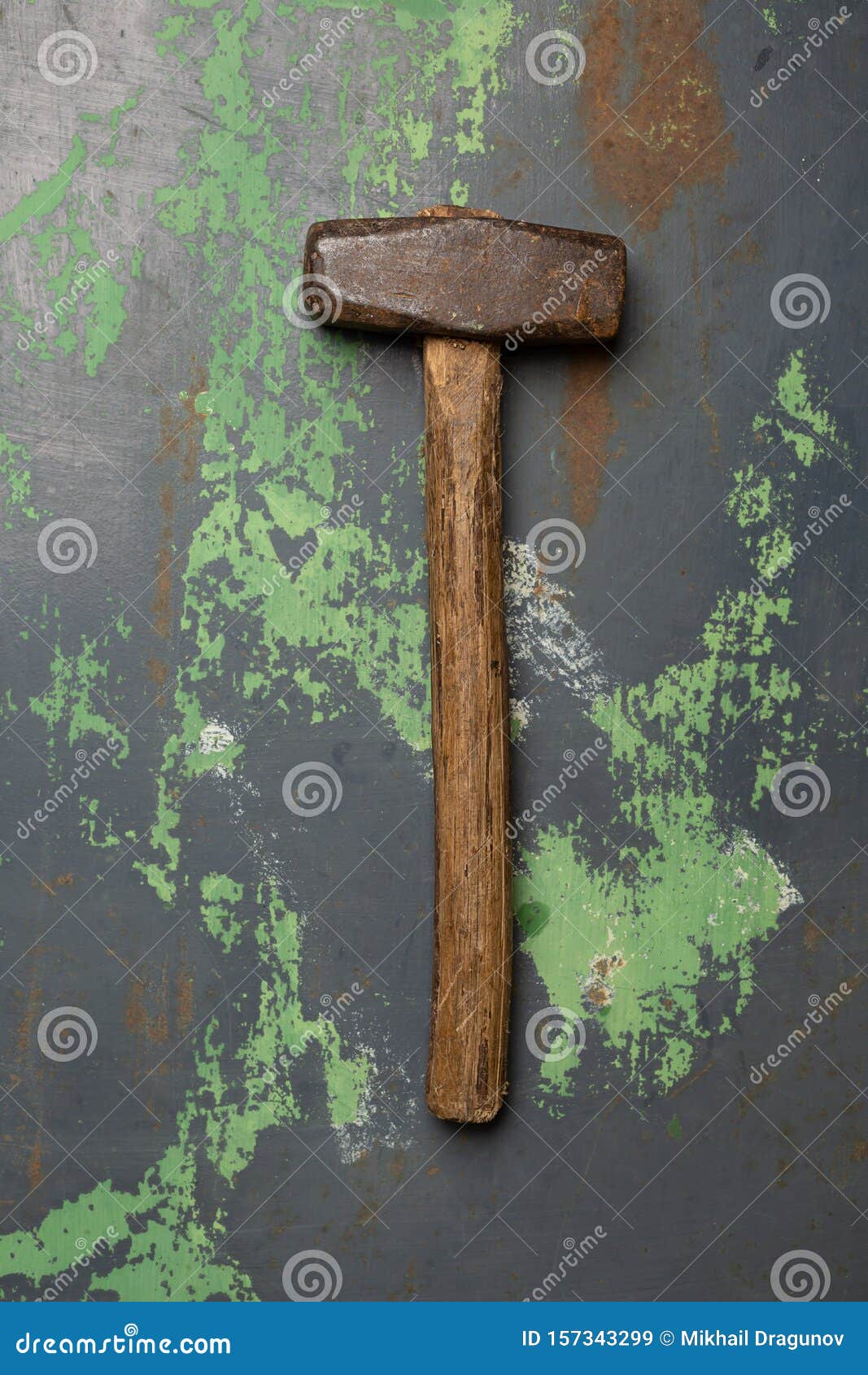 Old and Scratched Hammer on Metal Surface Stock Image - Image of copy ...