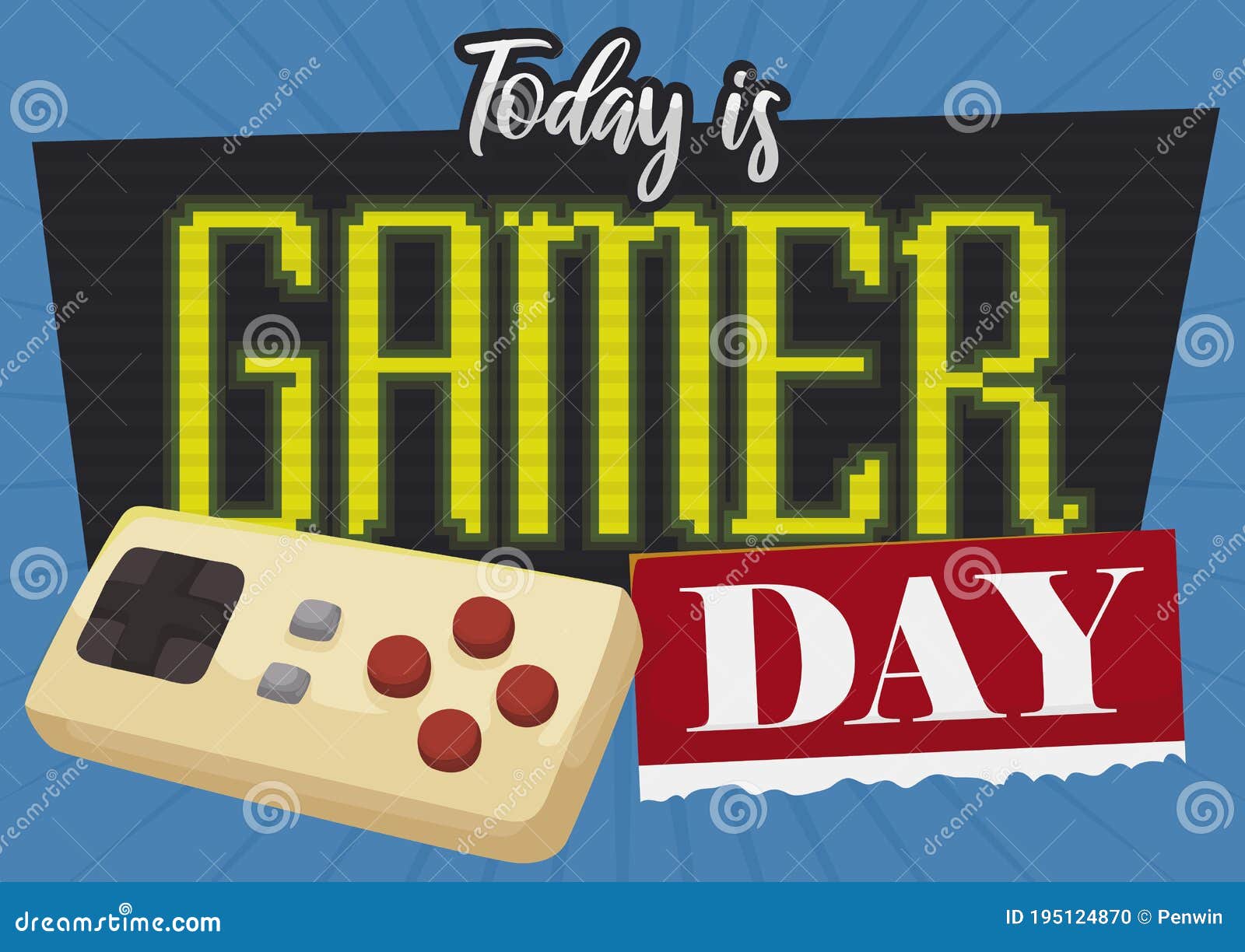 Old Screen, Calendar Ragged and Controller Ready for Gamer Day, Vector ...