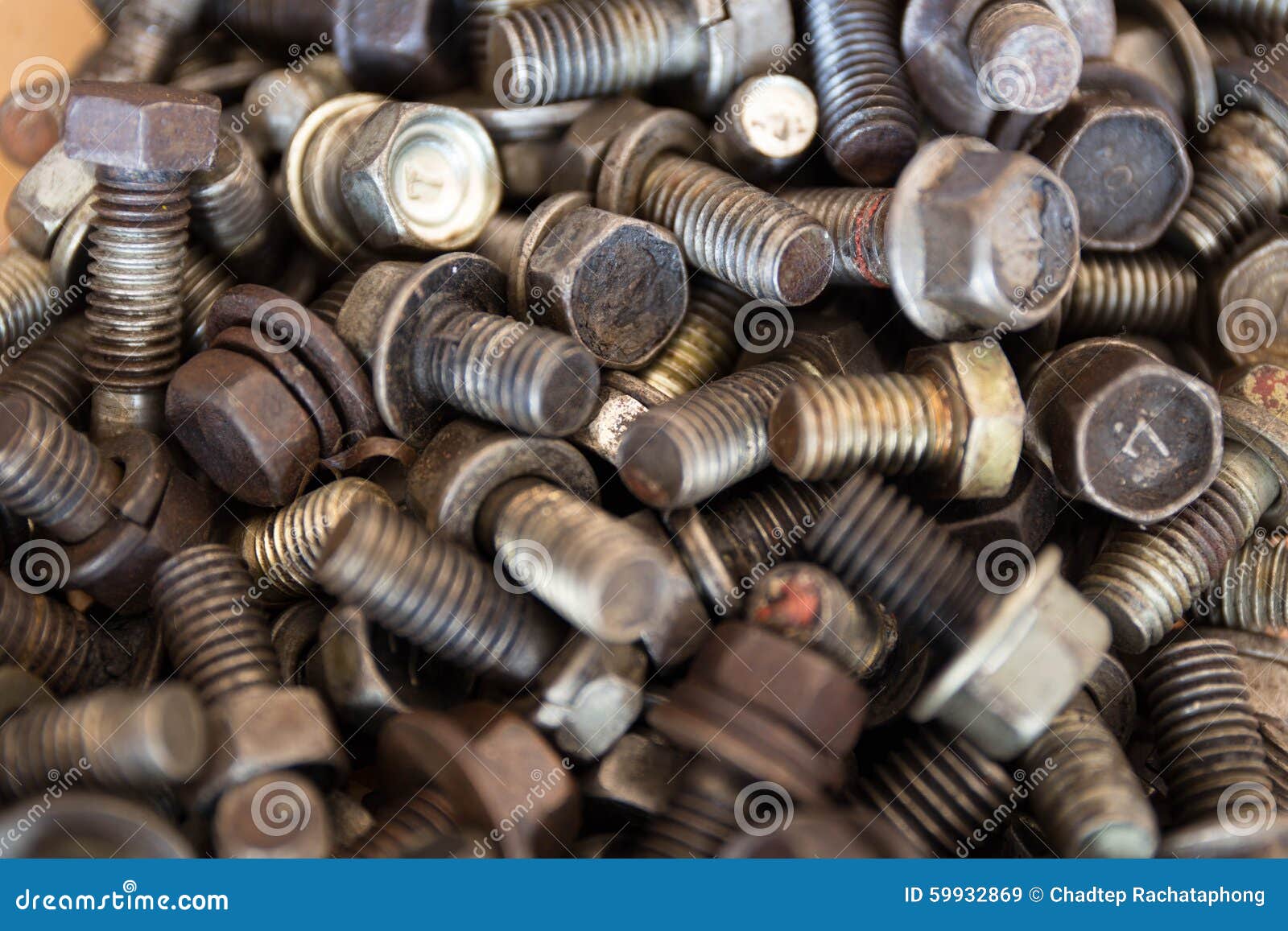Old Hexagon and Spring Washer Stock Image - Image of dark, black: 59932869