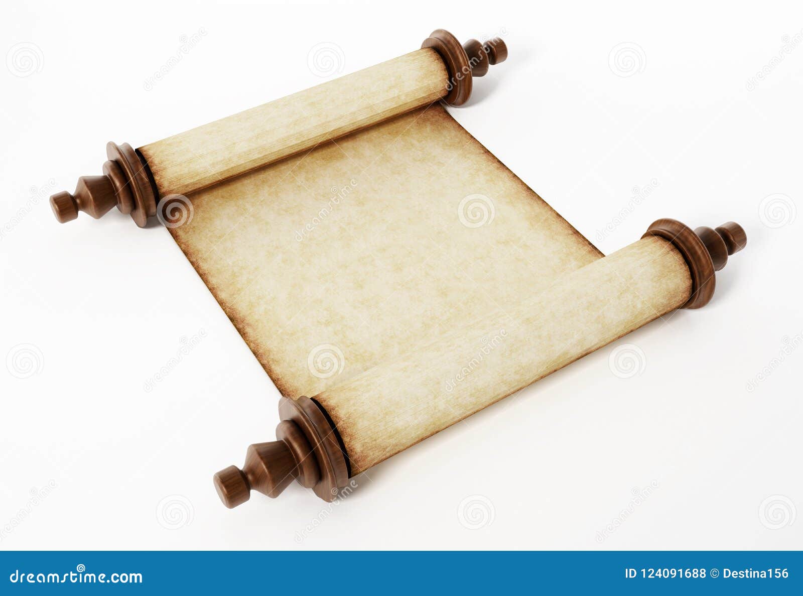 Old Scroll Isolated on White Background. 3D Illustration Stock ...