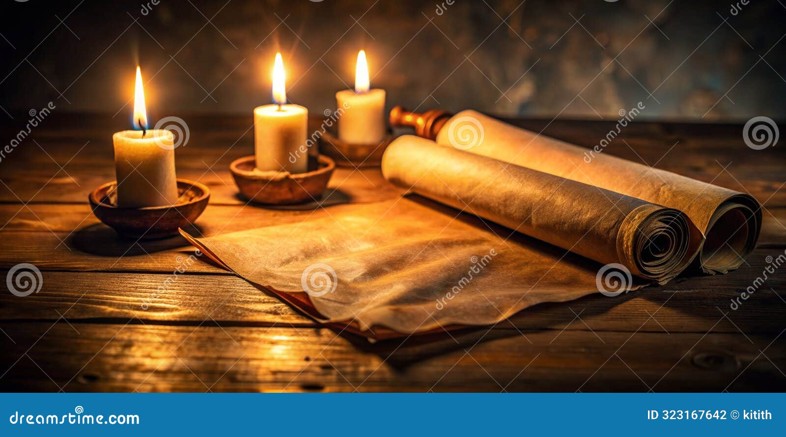 An Old Scroll Laying on a Table by Candlelight AI-Generated Content ...