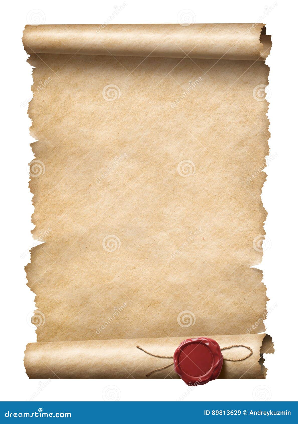 Old Scroll or Letter with Wax Seal Isolated 3d Illustration Stock ...