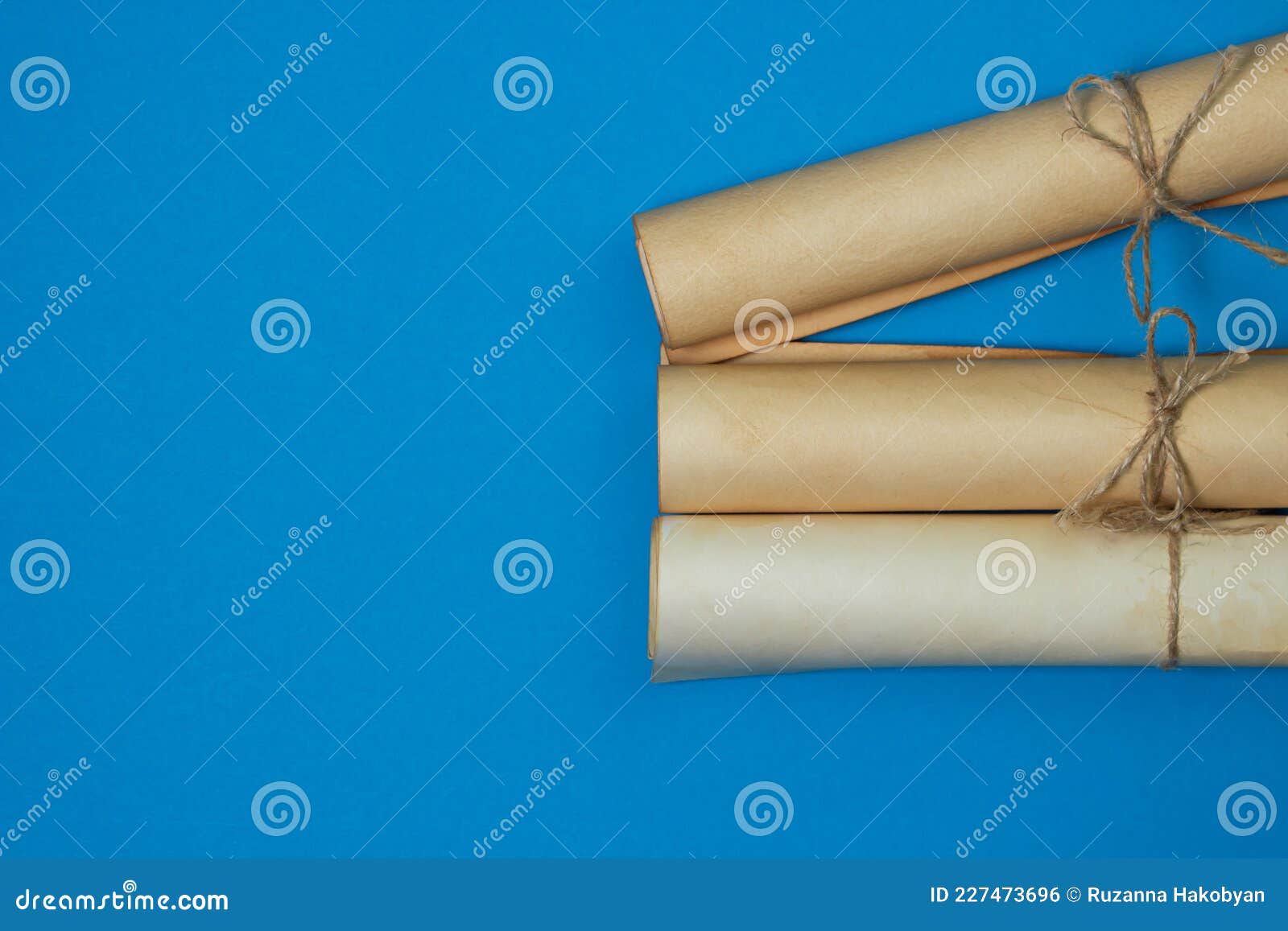 Old Scrolls on a Blue Background. Knowledge and Education Concept Stock ...