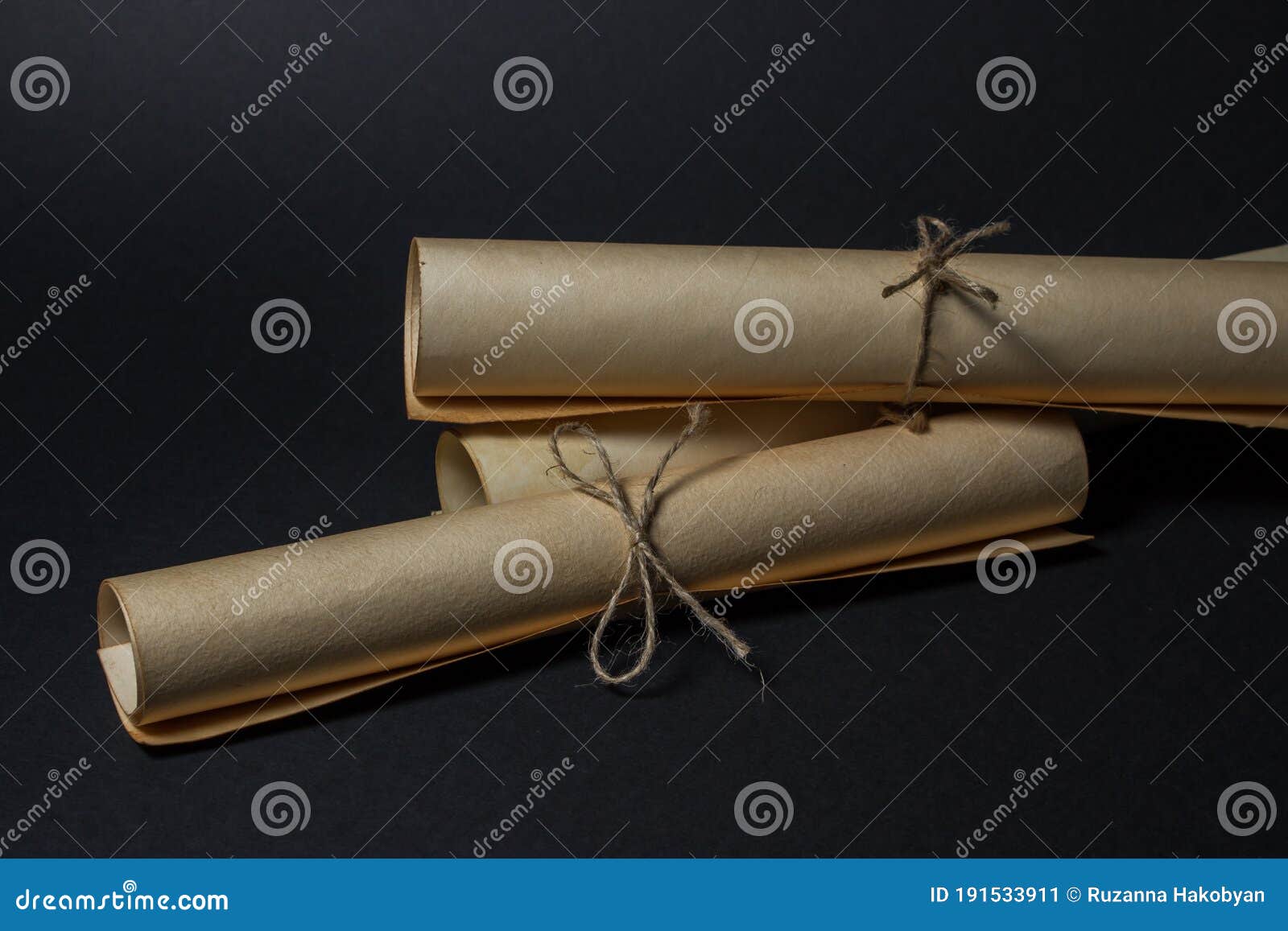 Old Scrolls Lie on Top of Each Other on a Black Background. Education ...