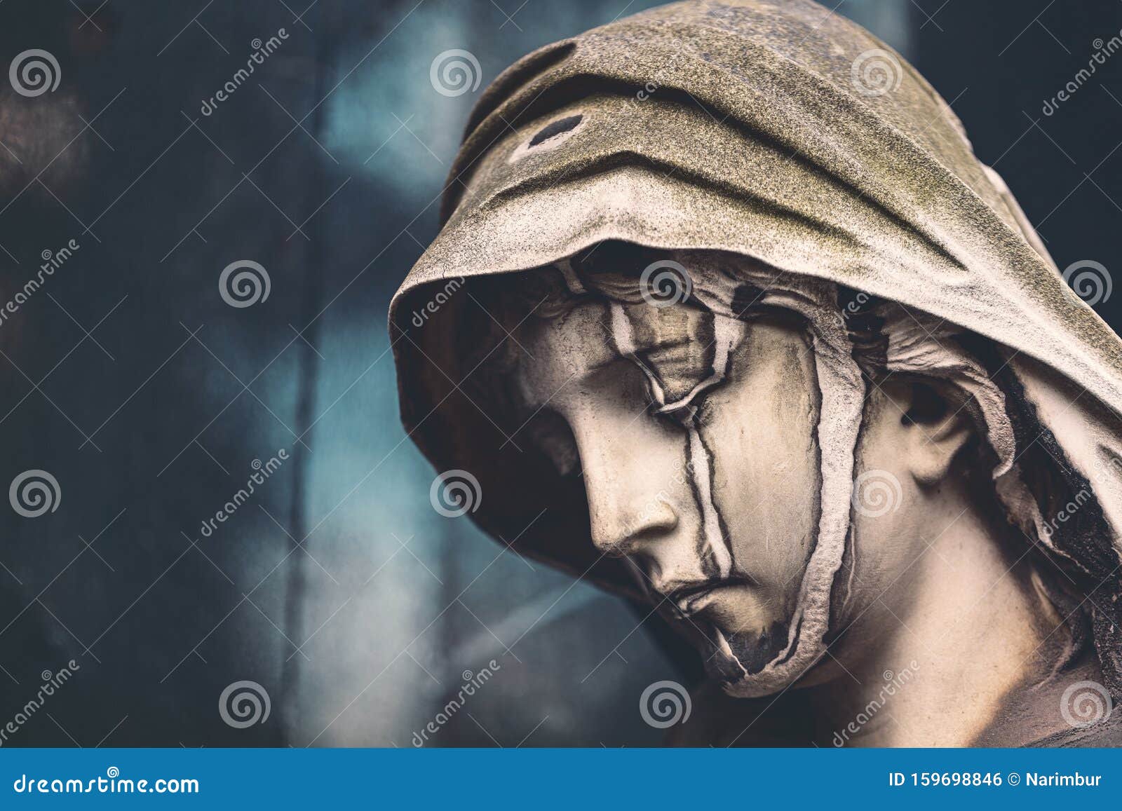 Old Sculpture of a Sad Woman Stock Photo - Image of death, closeup ...