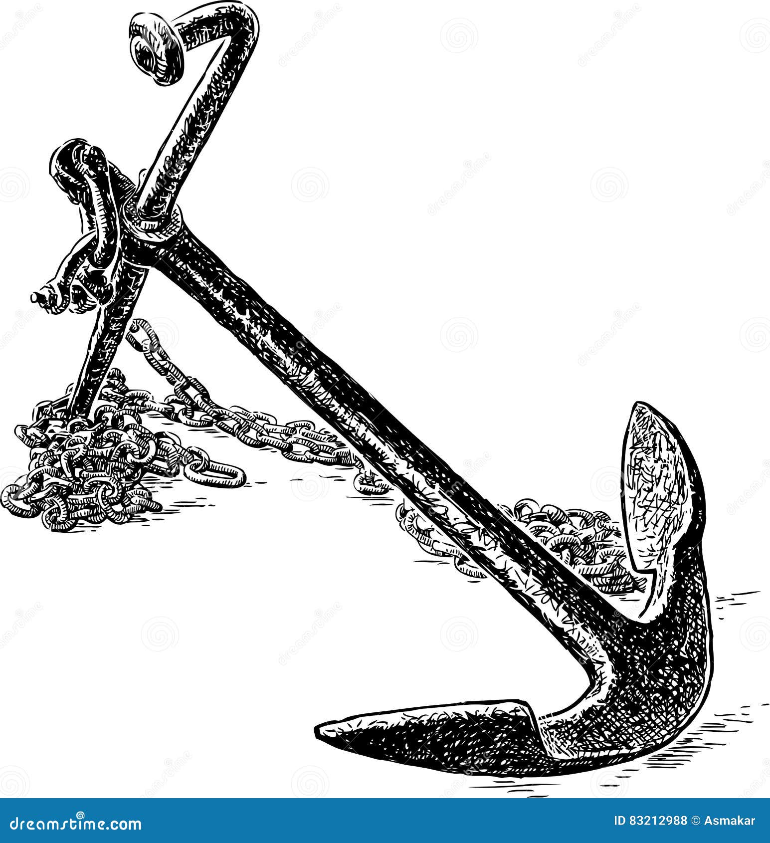 Old Sea Anchor with a Chain Stock Vector - Illustration of anchor ...